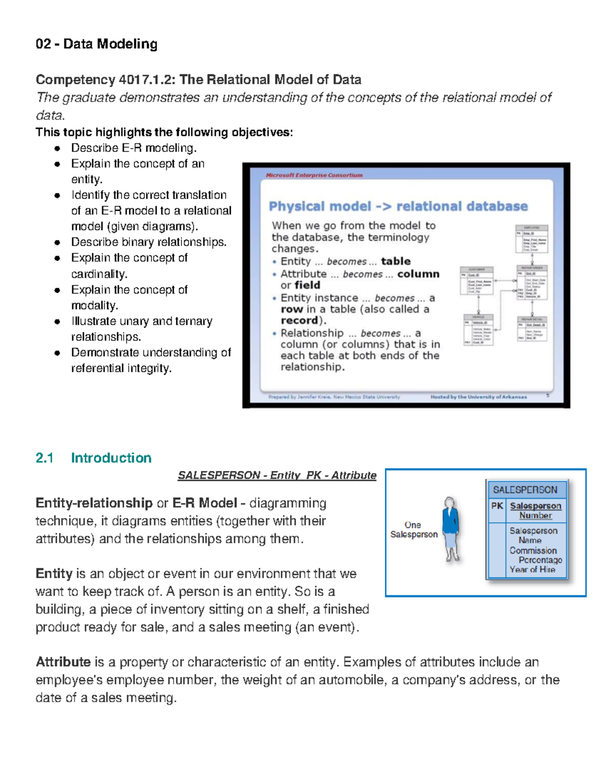 C175 Data Modeling - Lecture notes 2 - 02 - Data Modeling Competency ...
