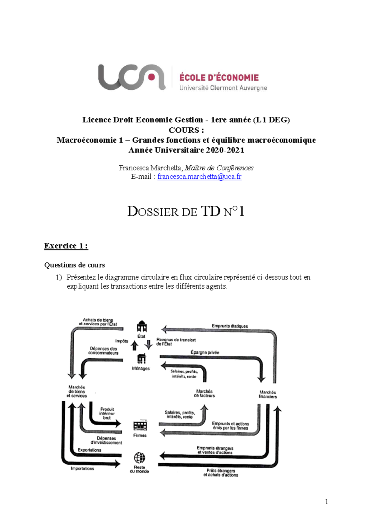 TD en entier macro - Licence Droit Economie Gestion - 1ere année (L1 DEG) COURS : Macroéconomie ...