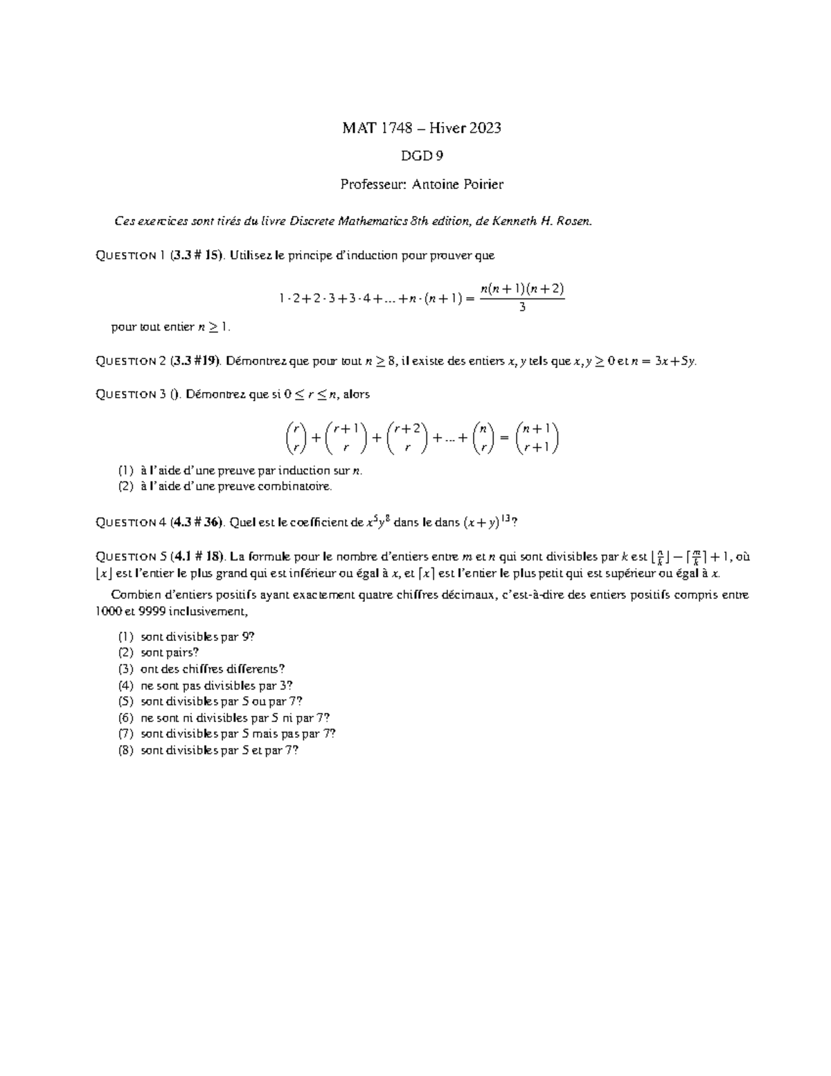 DGD9 - DGD work - MAT 1748 – Hiver 2023 DGD 9 Professeur: Antoine ...