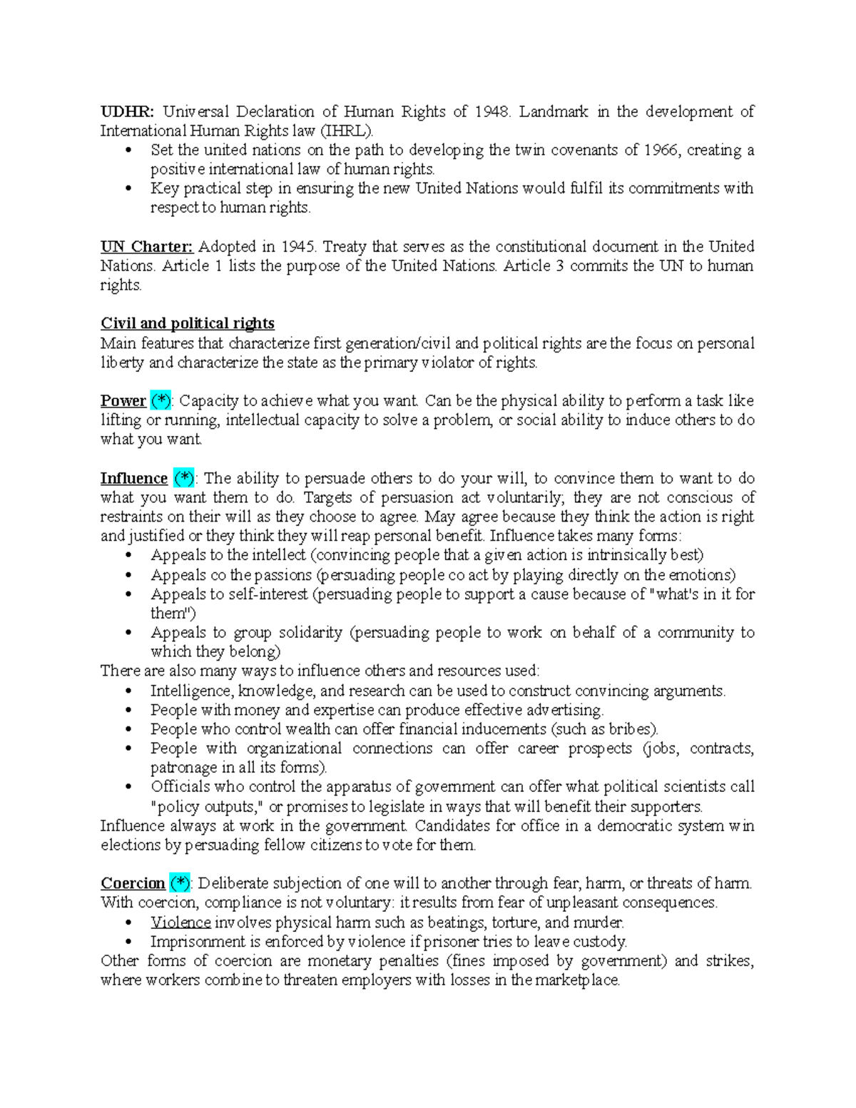 Exam #2 - Exam #2 review - UDHR: Universal Declaration of Human Rights ...