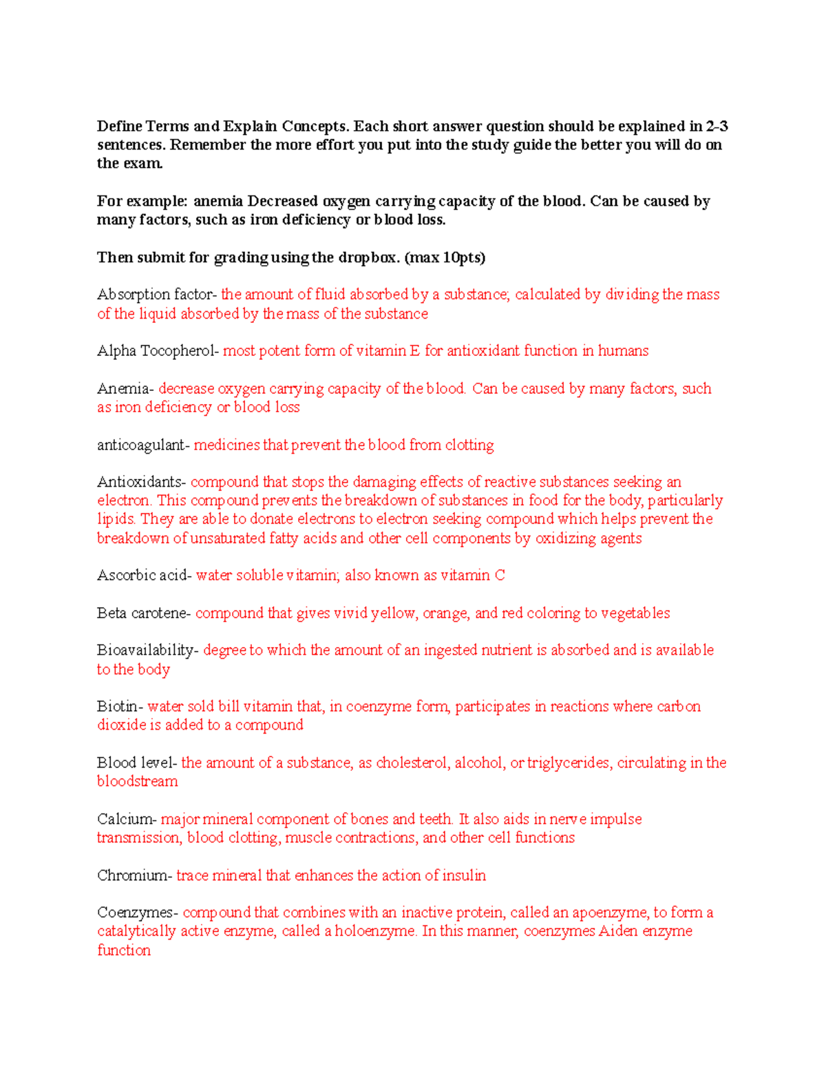 Exam 4 Study Guide - Define Terms and Explain Concepts. Each short ...