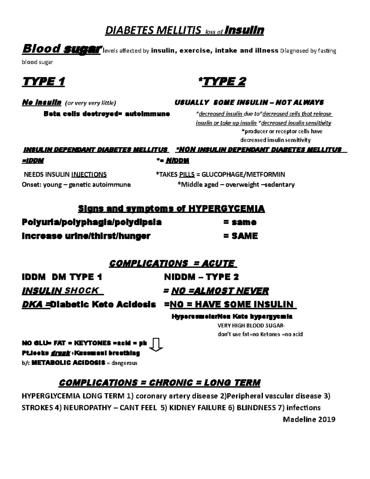 Diabetes Mellitis - hand written notes!! - An Introduction to Human ...