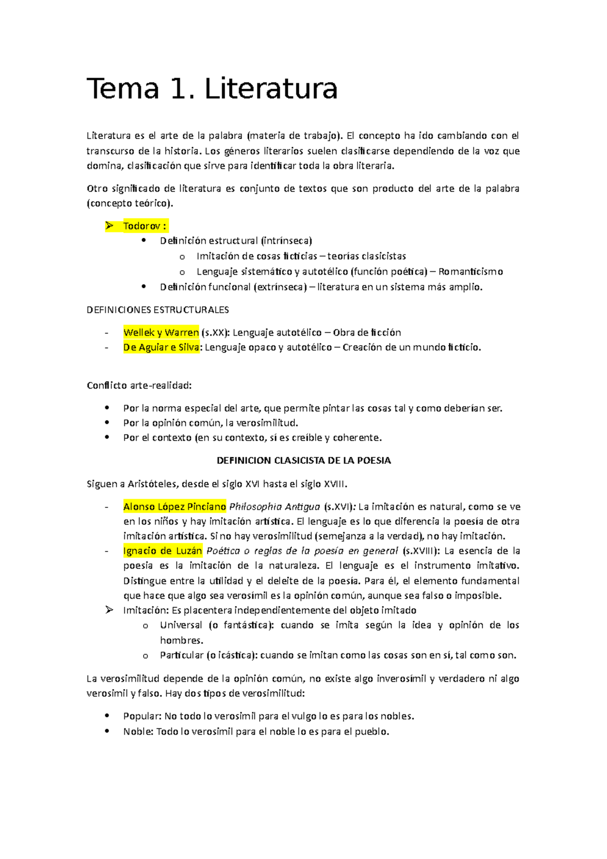 Materia de examen - Tema 1. Literatura Literatura es el arte de la ...
