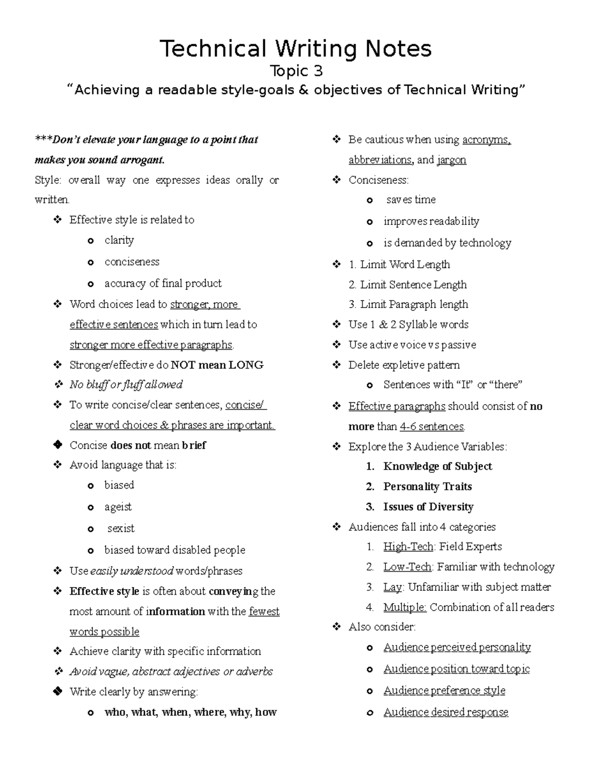 Technical Writing Notes, Topic 3 - Technical Writing Notes Topic 3 ...