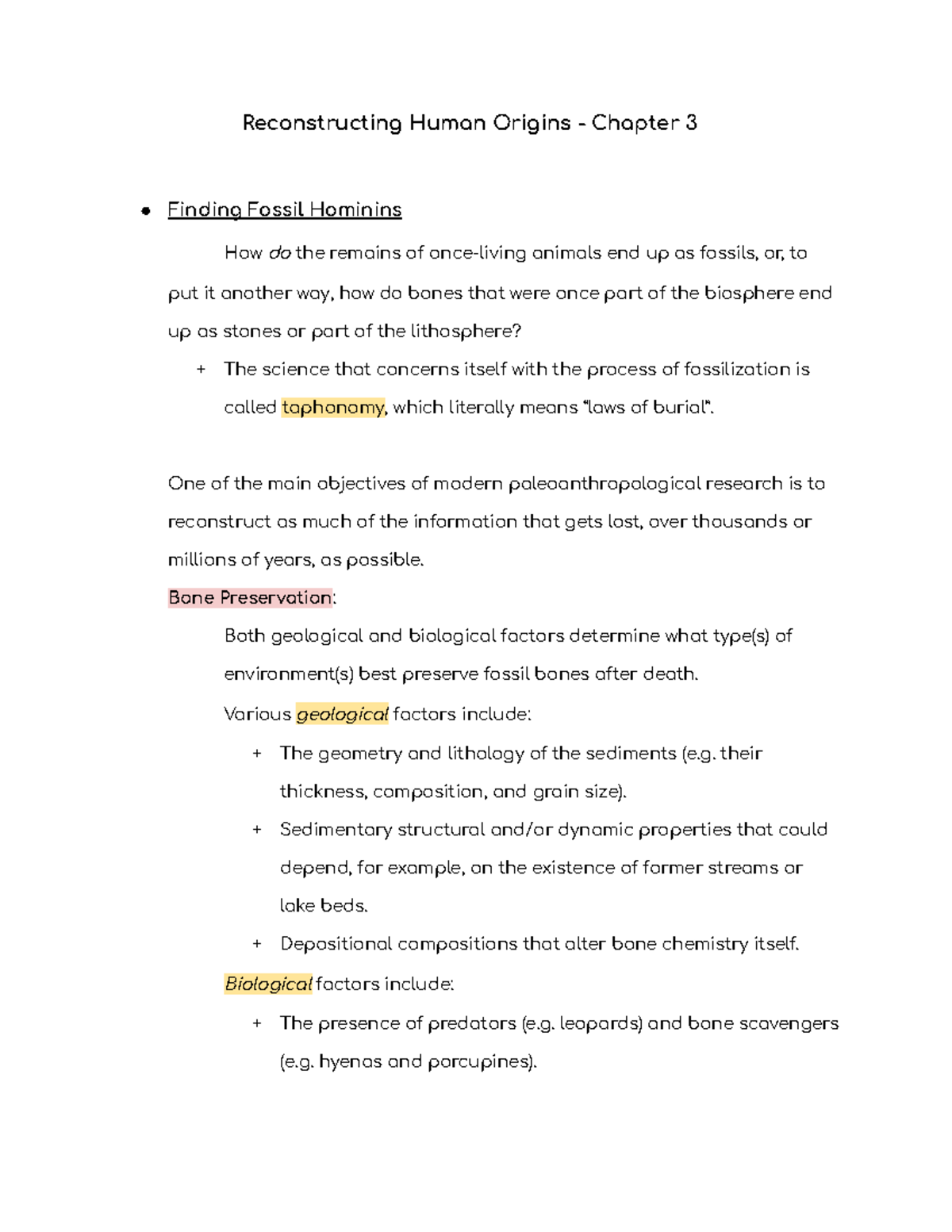 Reconstructing Human Origins: A Modern Synthesis - Chapter 3 Summary ...