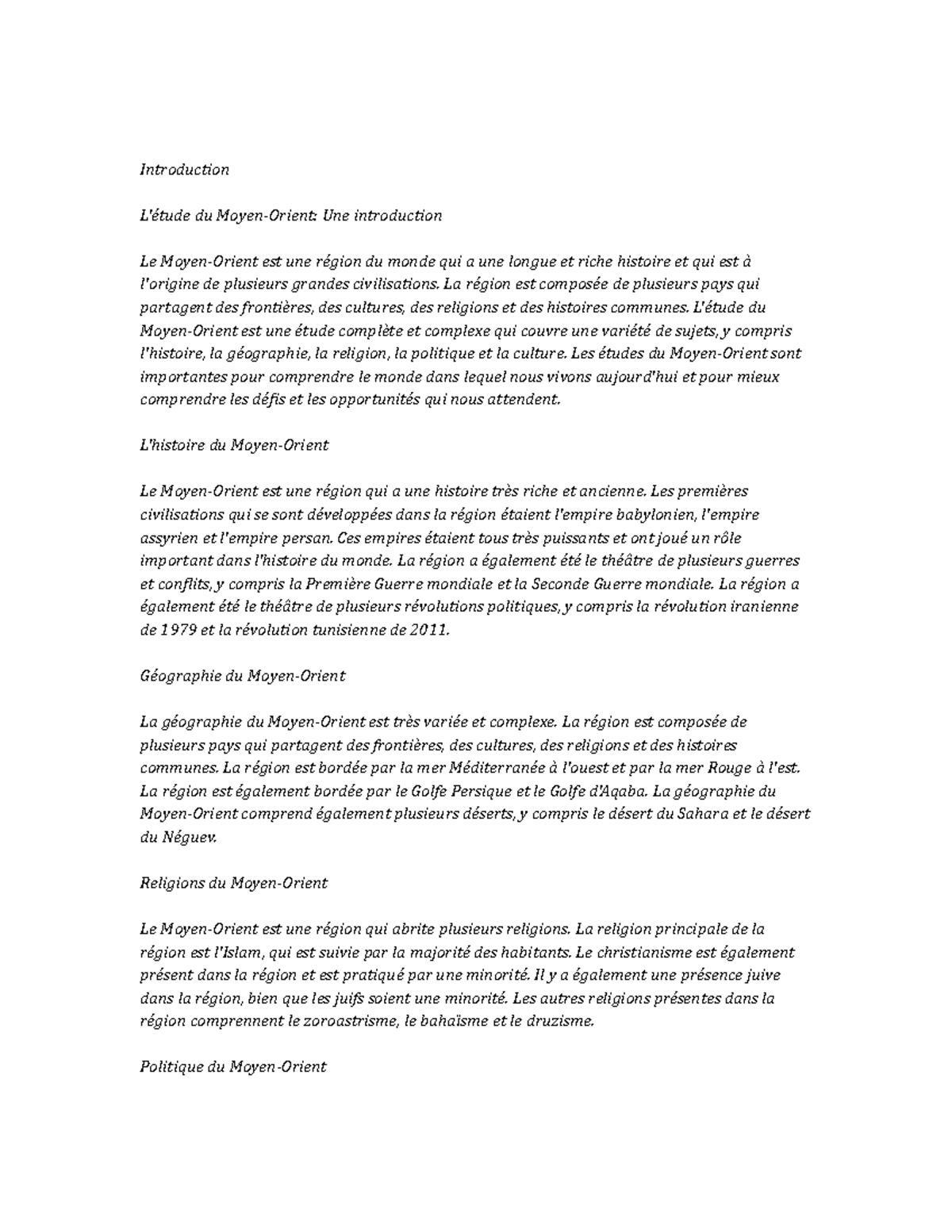 Middle Eastern Studies Study Notes - Introduction L'étude du Moyen ...