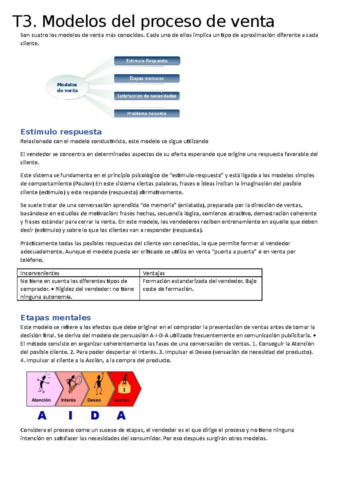 T3. Modelos del proceso de venta - T3. Modelos del proceso de venta Son ...