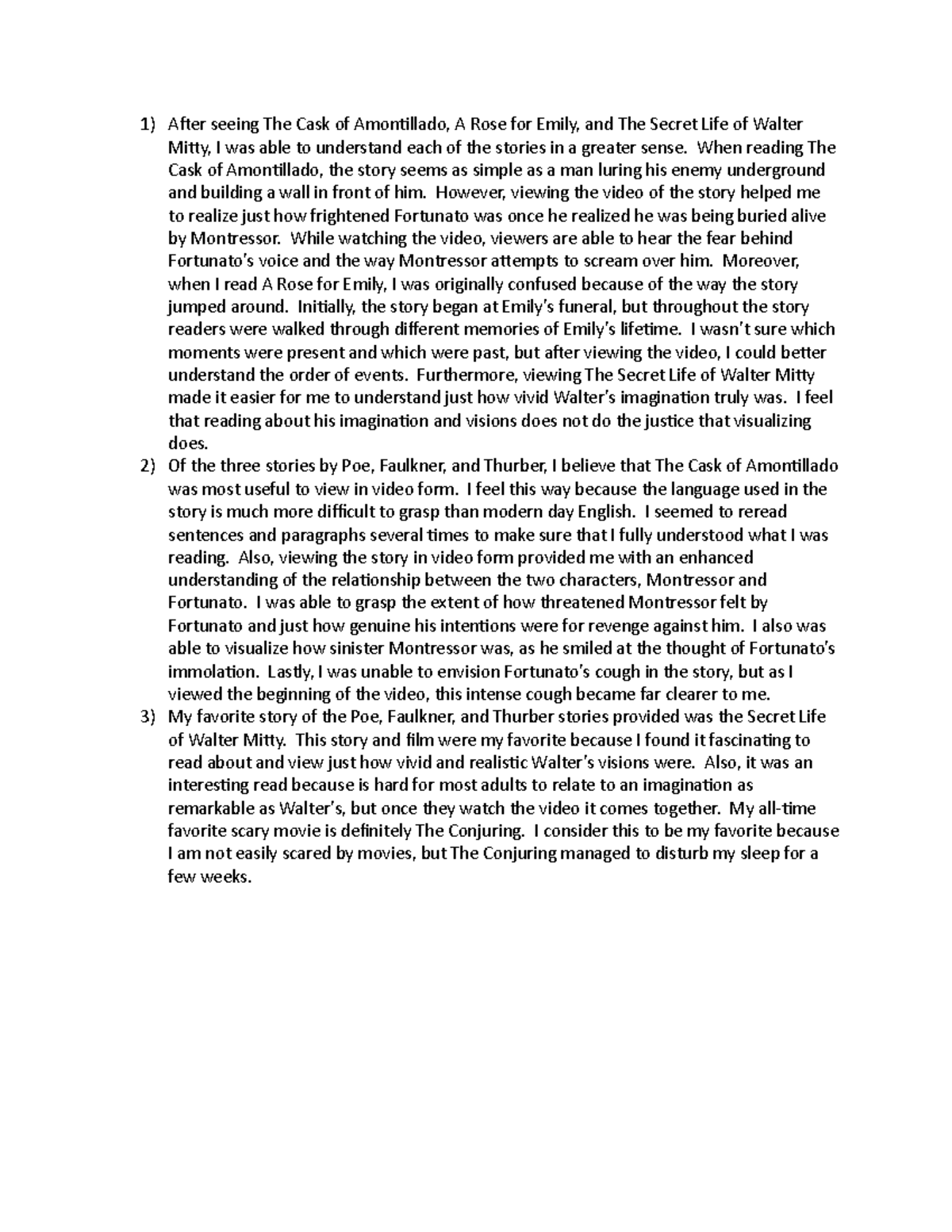 Horror Fiction Discussion - After seeing The Cask of Amontillado, A ...