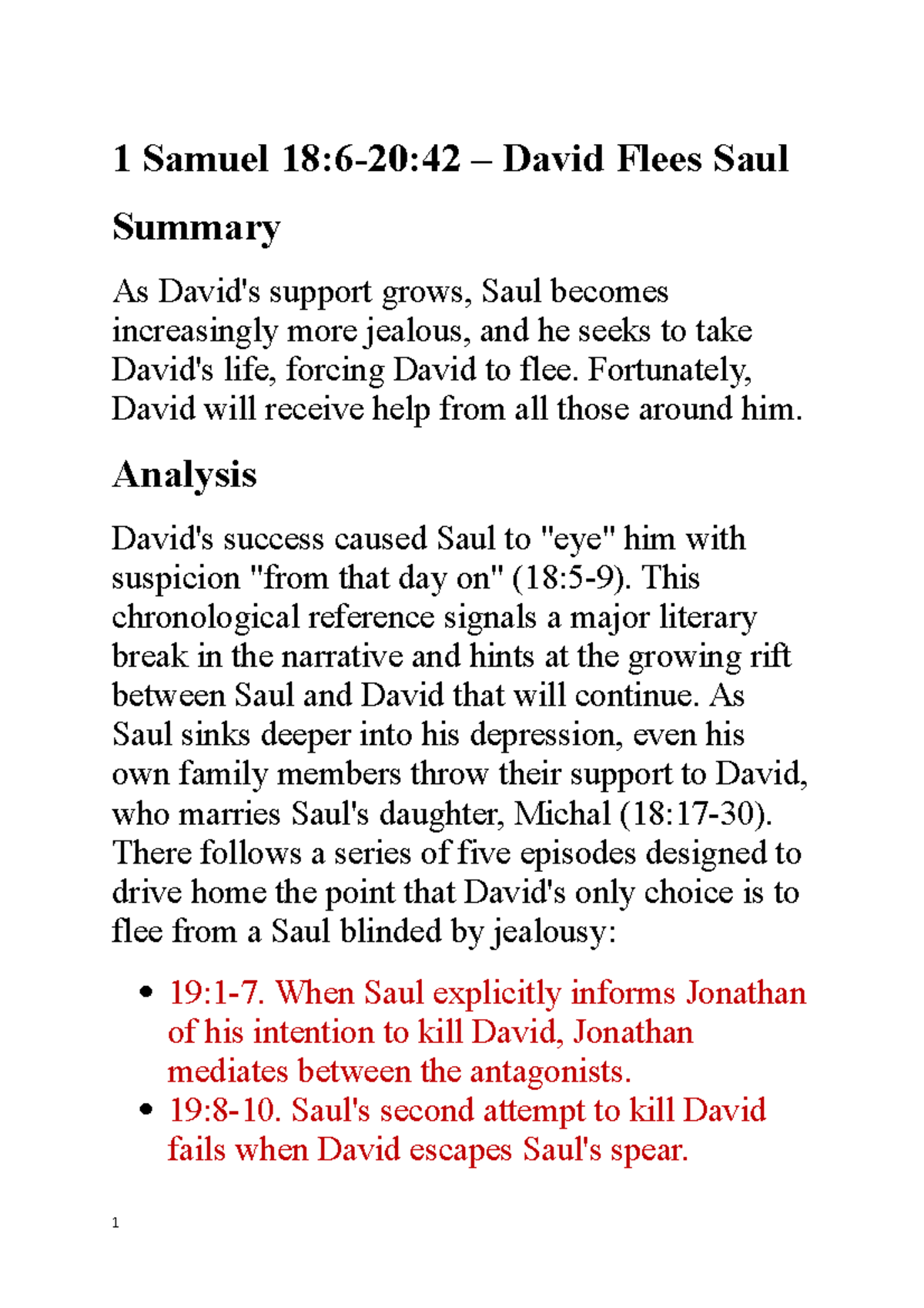 1 Samuel 18 - my coursework for school - 1 Samuel 18:6-20:42 – David ...