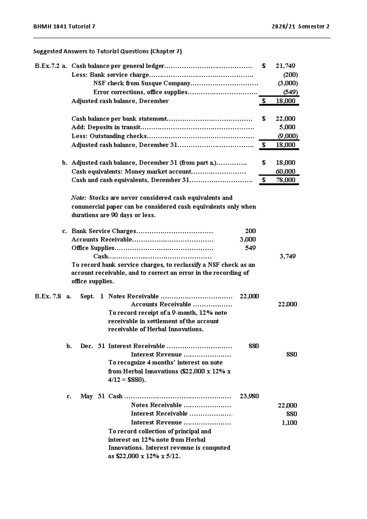Tutorial 7 ans - - Studocu