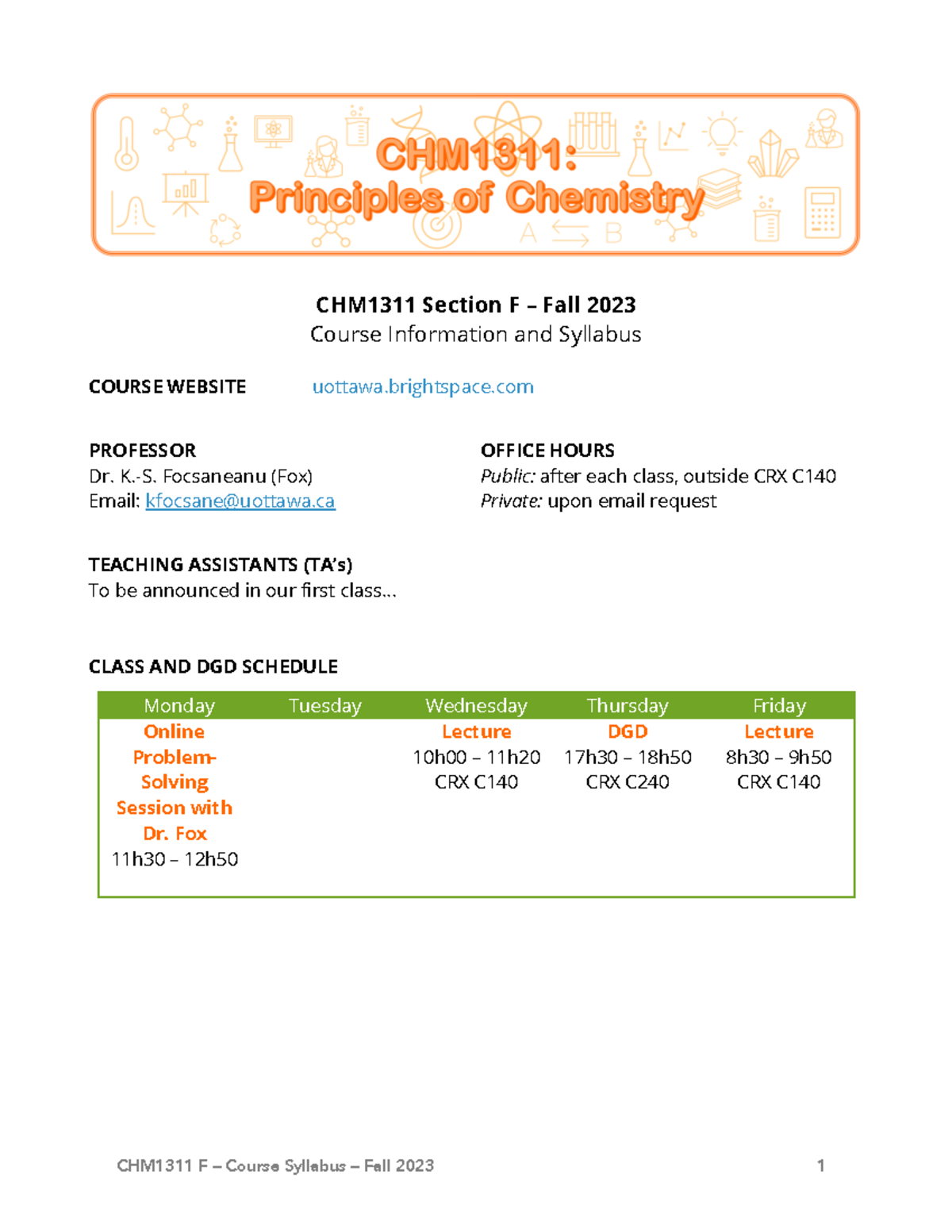 2023 CHM1311 Syllabus - CHM 1311 Section F – Fall 20 23 Course ...