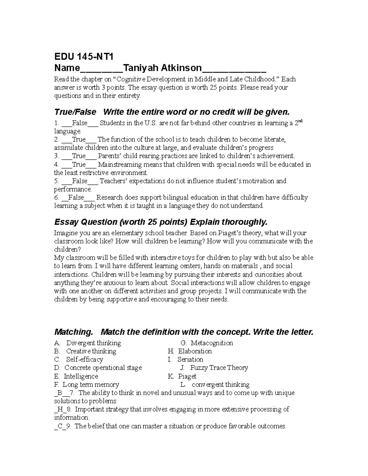 EDU-145 Questions Module 4 - EDU 145-NT Name________Taniyah Atkinson ...