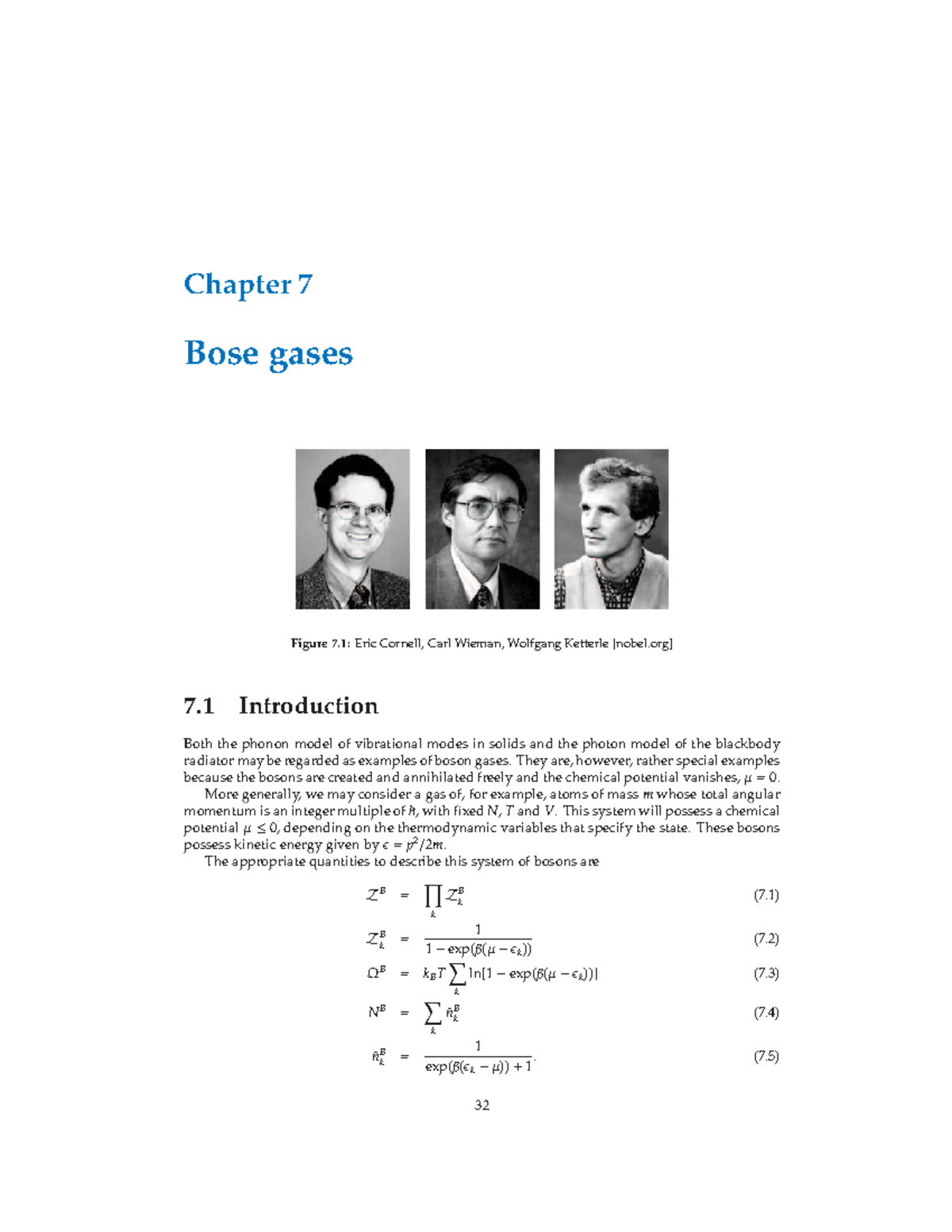 L07-Bose gas - L07-Bose gas - Chapter 7 Bose gases Figure 7: Eric ...