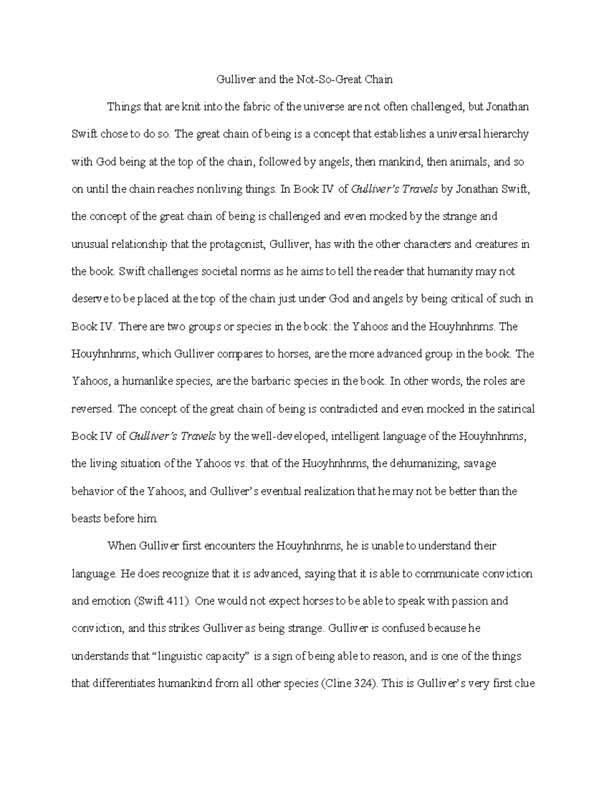 Gulliver and the Not-So-Great Chain - The great chain of being is a ...