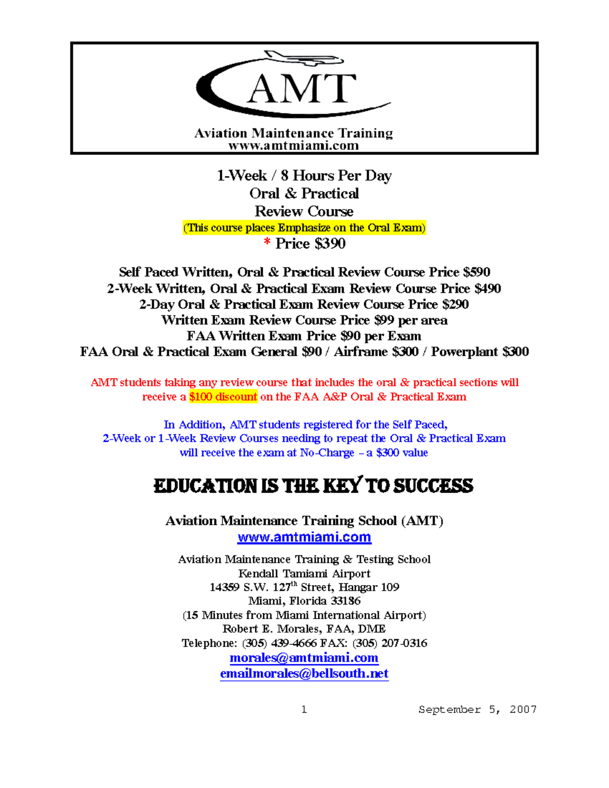 AMT School 1 WEEK ORAL - ORAL & Practical EXAM Review Course Agenda - 1 ...