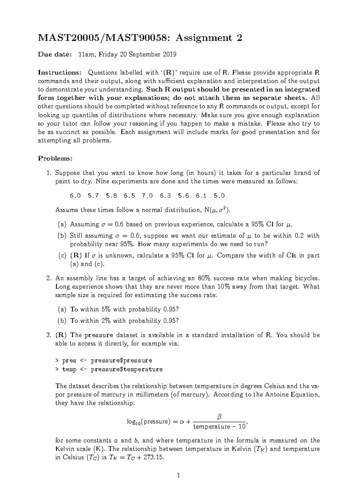 Assignment 2 - Tutorial - MAST20005/MAST90058: Assignment 2 Due date ...