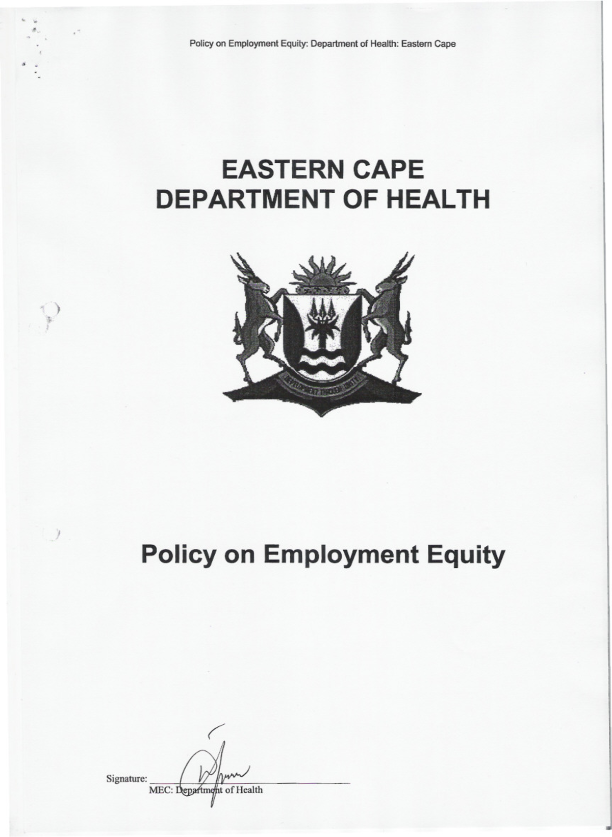Ecdoh Policy on Employment Equity - IOP3704 - Studocu