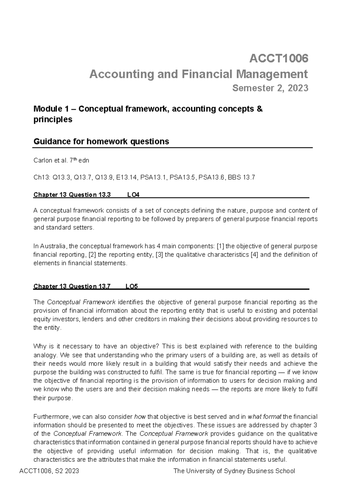 Module 1 homework ans - tut 1 - ACCT Accounting and Financial ...