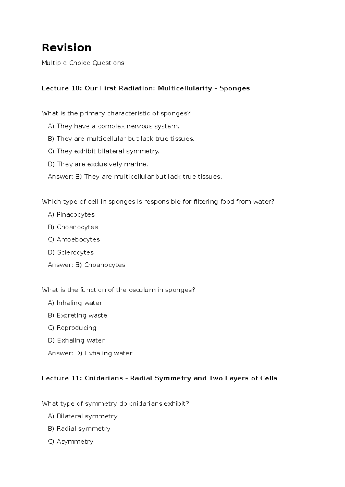 Revision for exam - practice makes perfect - Revision Multiple Choice ...