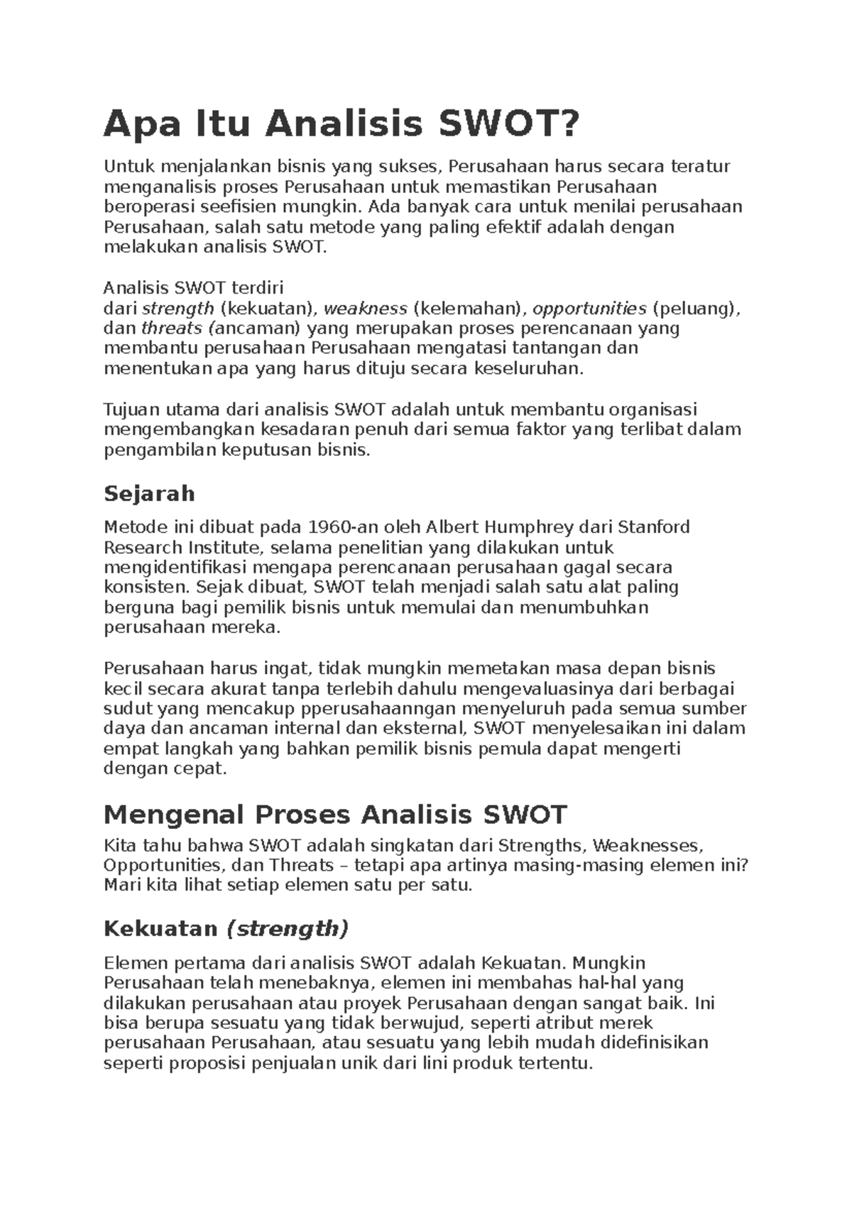 TQM (total quality management) - Apa Itu Analisis SWOT? Untuk ...