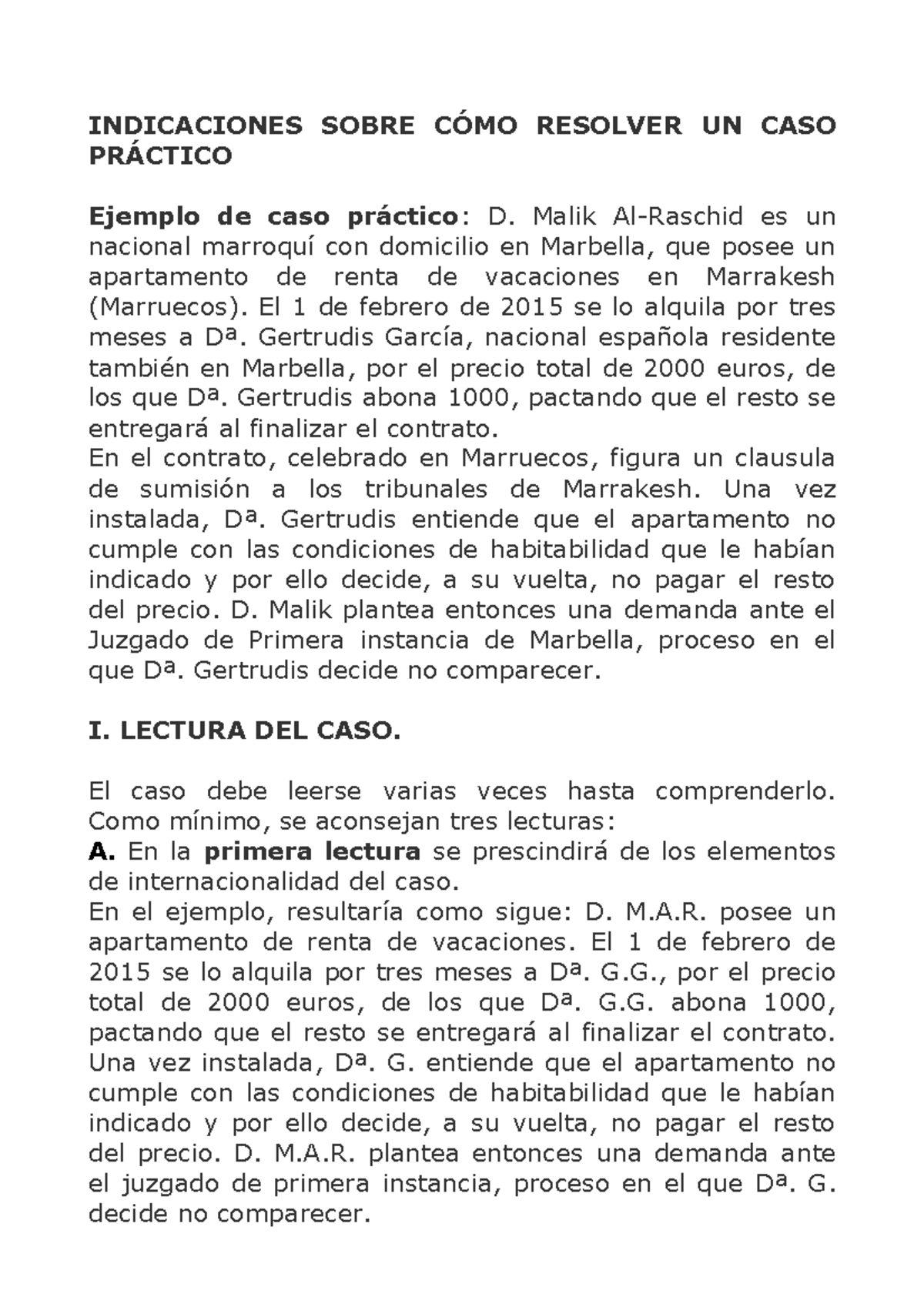 Indicaciones Sobre CÓMO Resolver UN CASO Práctico - INDICACIONES SOBRE CÓMO RESOLVER UN CASO ...