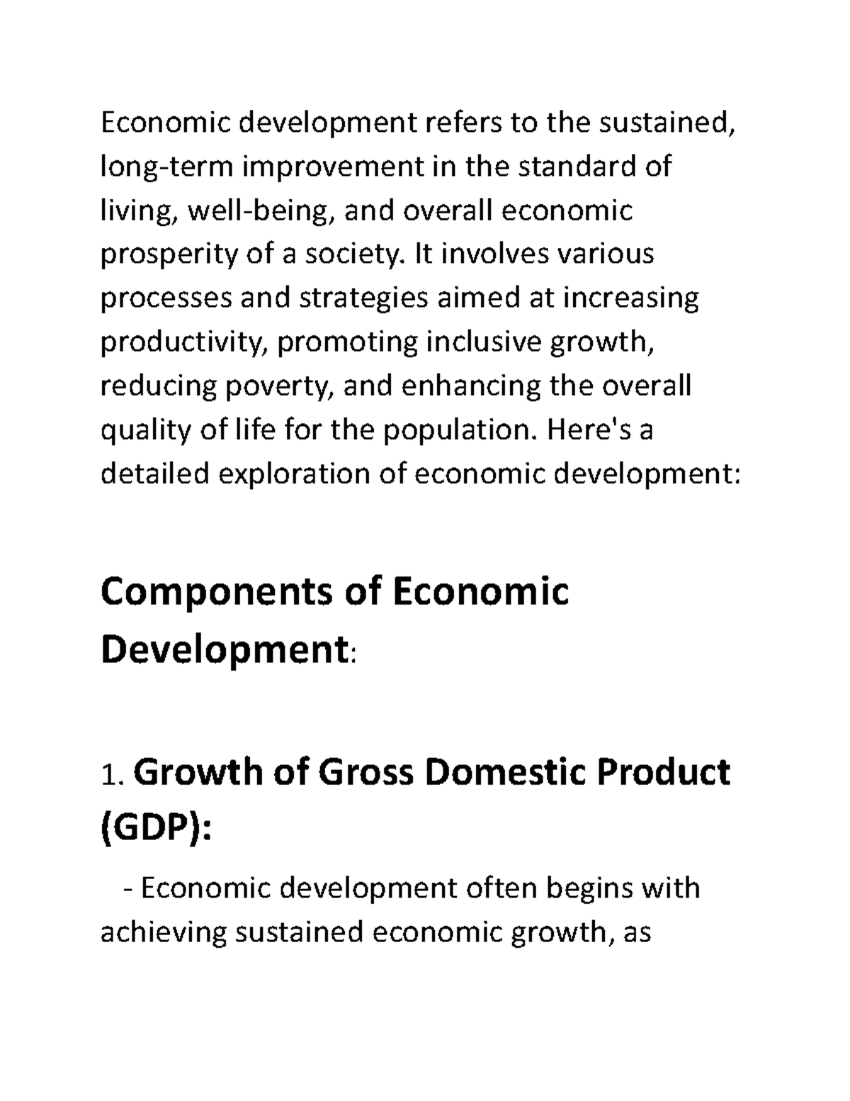 Economic development - It involves various processes and strategies ...