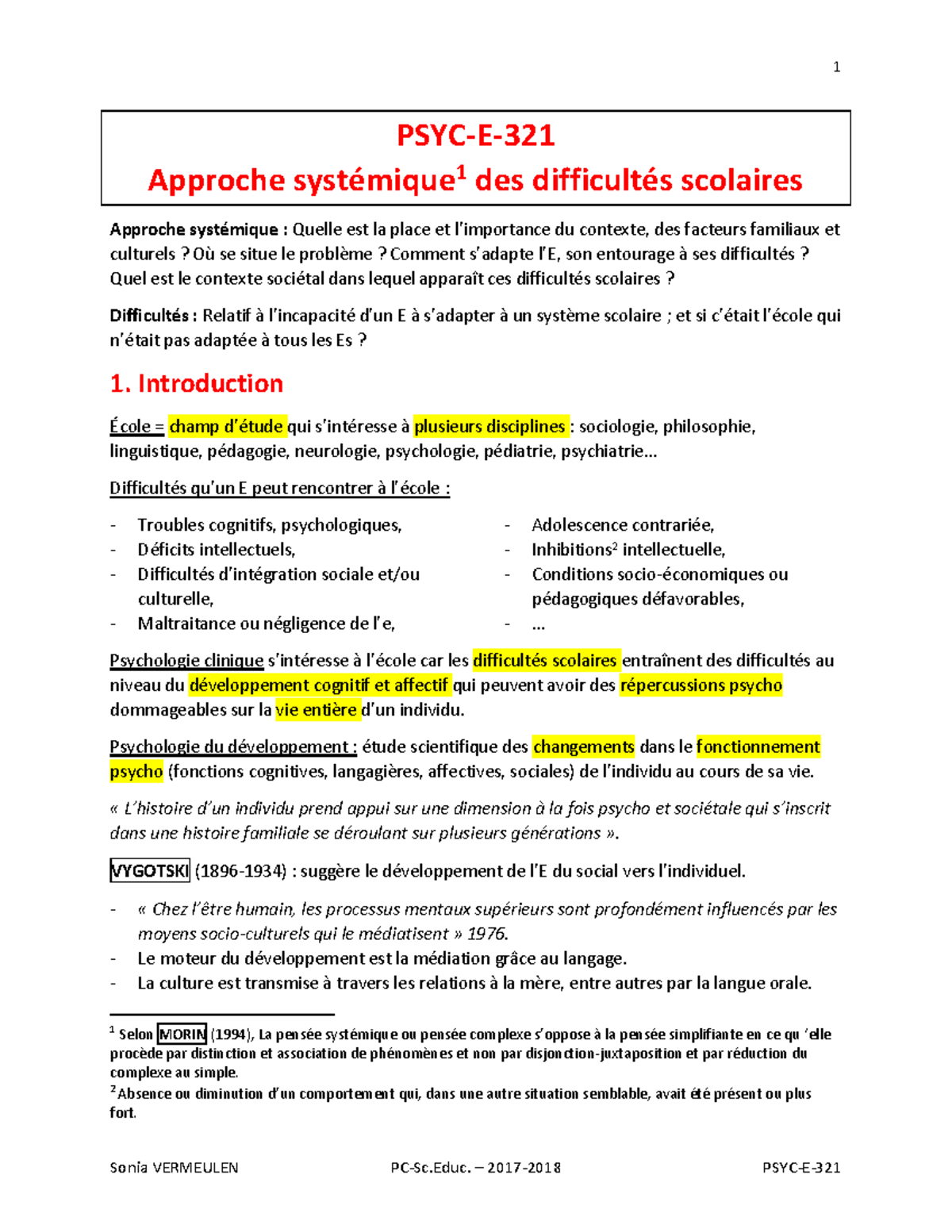 PSYC-E-321 2017-2018 - note de cours complète Titulaire(s) du cours ...