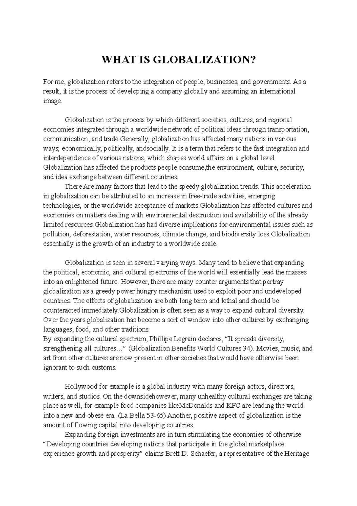 What Is Globalization Essay The Contemporary World PangSU Studocu