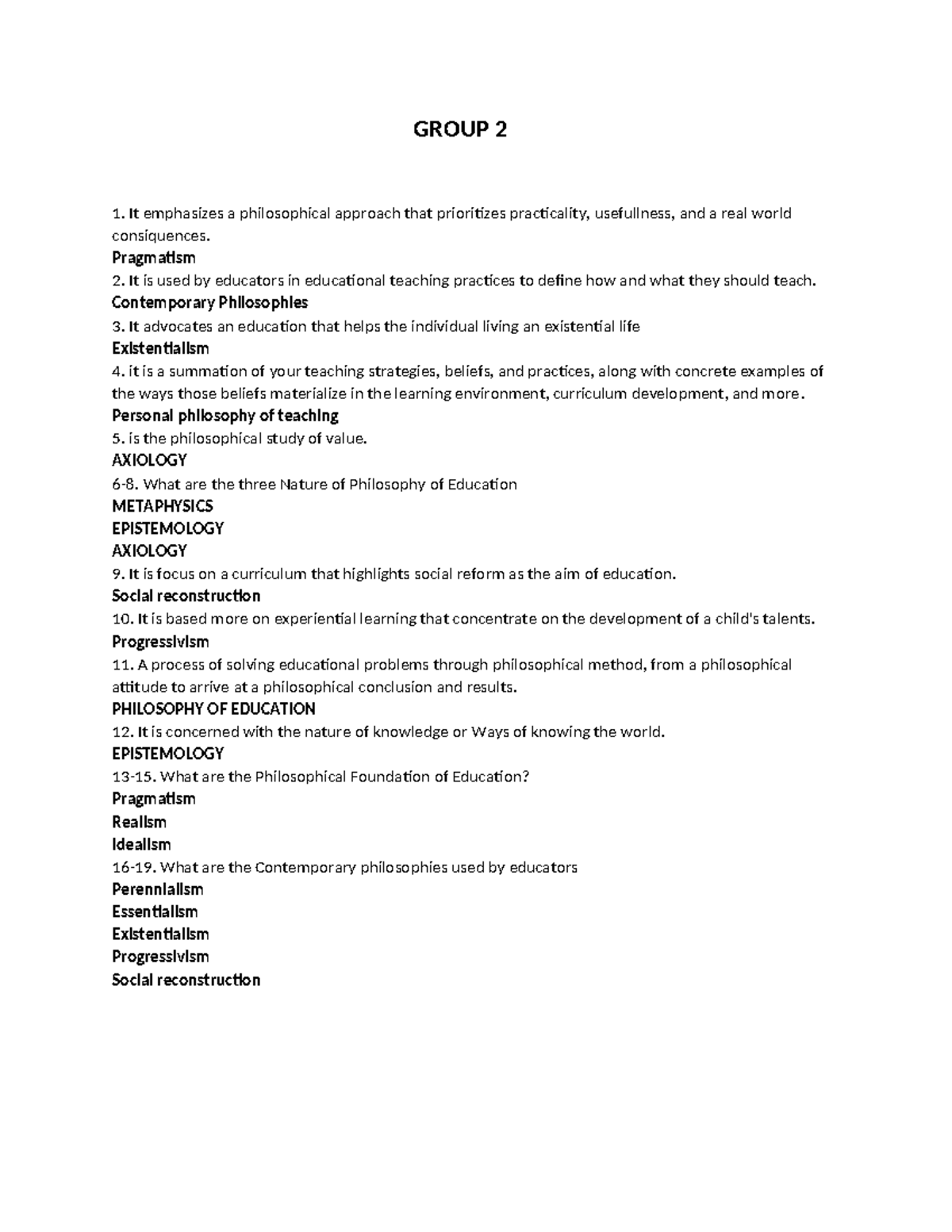 lesson 2_ profed 2 - GROUP 2 It emphasizes a philosophical approach ...