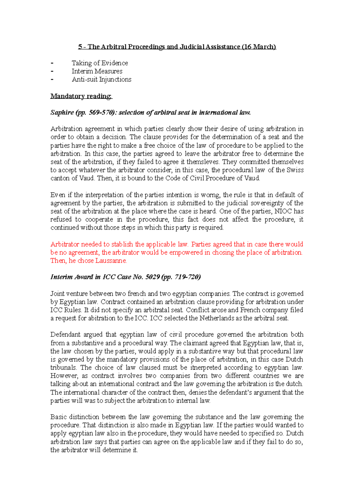 Class 5 - Arbitral Proceedings - 5 - The Arbitral Proceedings and ...