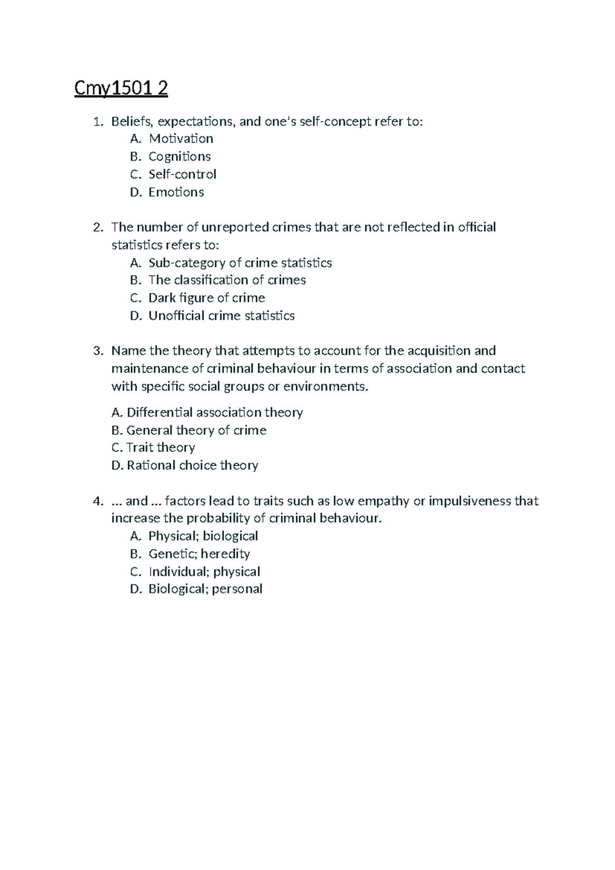 Cmy1501 2 - Summary Introduction to Criminology: Crime, Offenders and ...