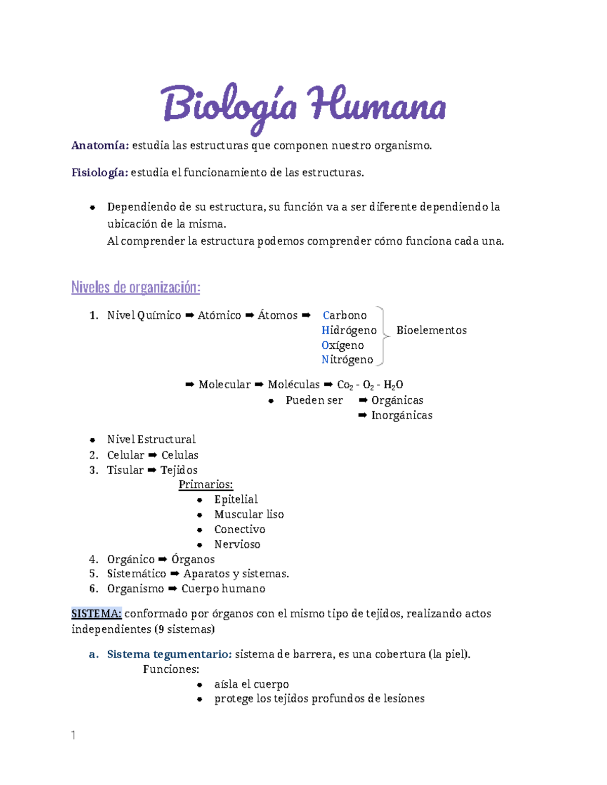 Biología resúmen - Biologí Human Anatomía: estudia las estructuras que ...