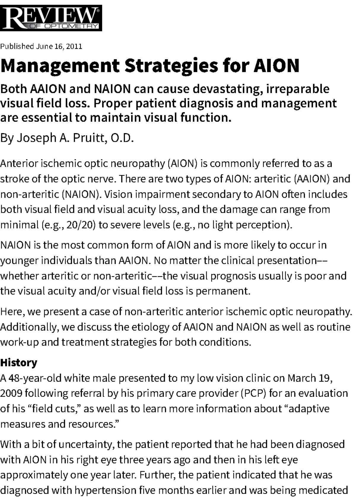 Management Strategies for AION - Published June 16, 2011 Management ...