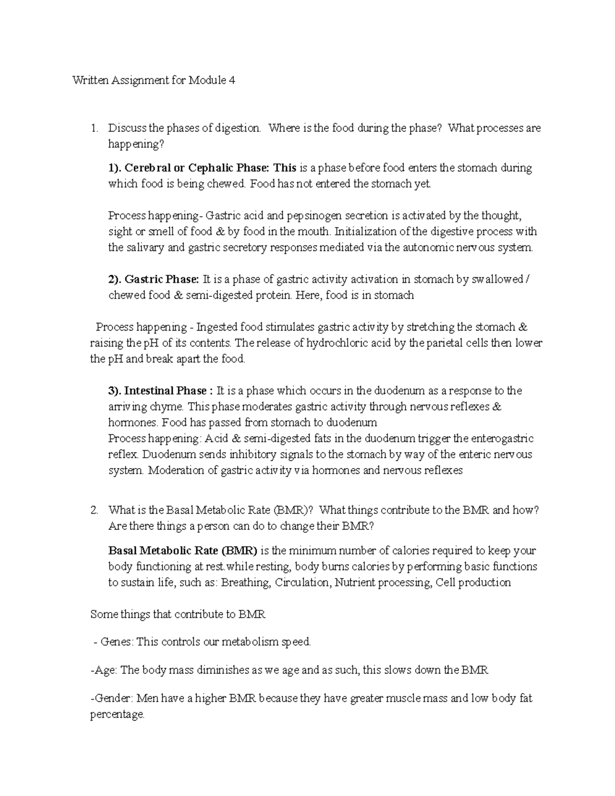 Phases of digestion quiz - Written Assignment for Module 4 Discuss the ...