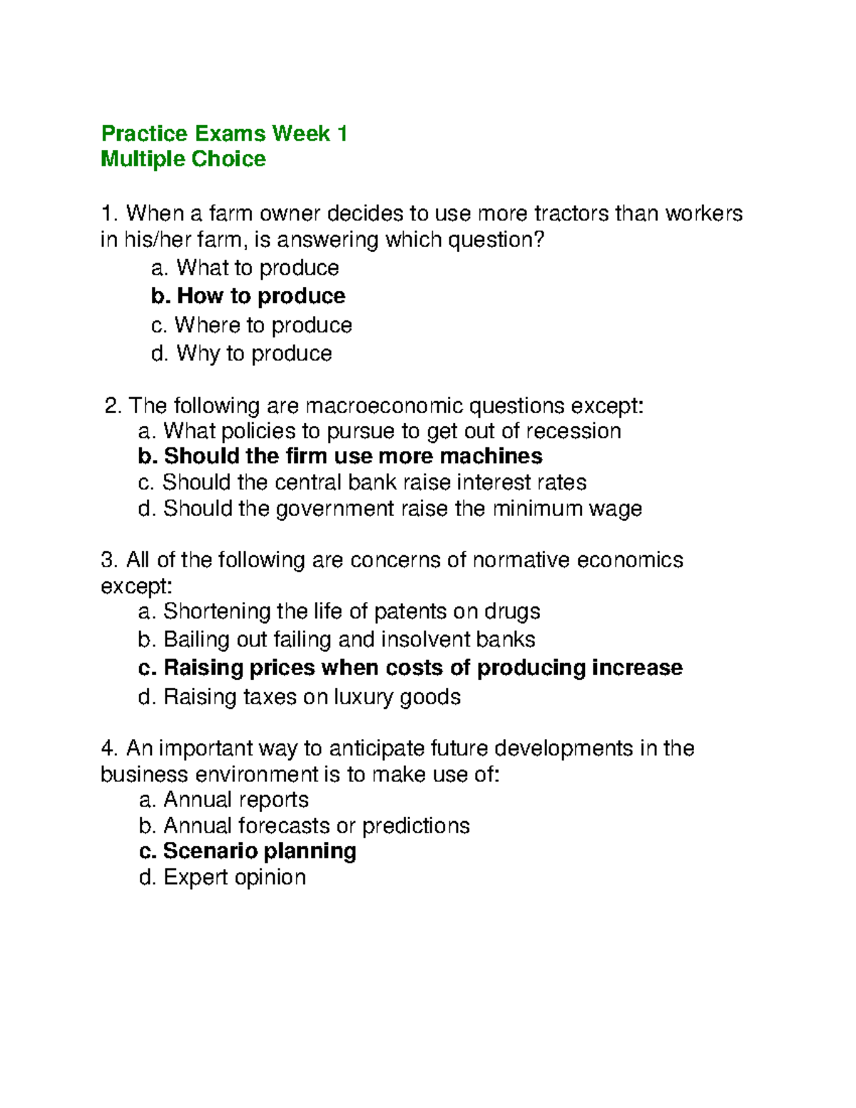 2014 Week 1 tm 5 MC + answers - Practice Exams Week 1 Multiple Choice ...