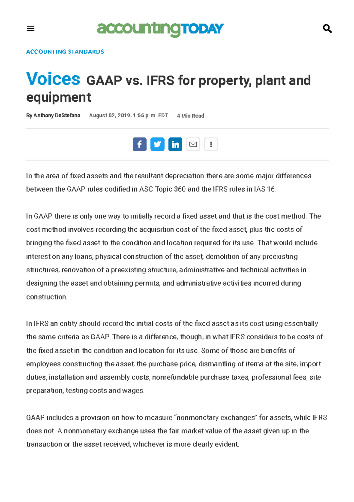 GAAP vs. IFRS for property, plant and equipment Accounting Today ...