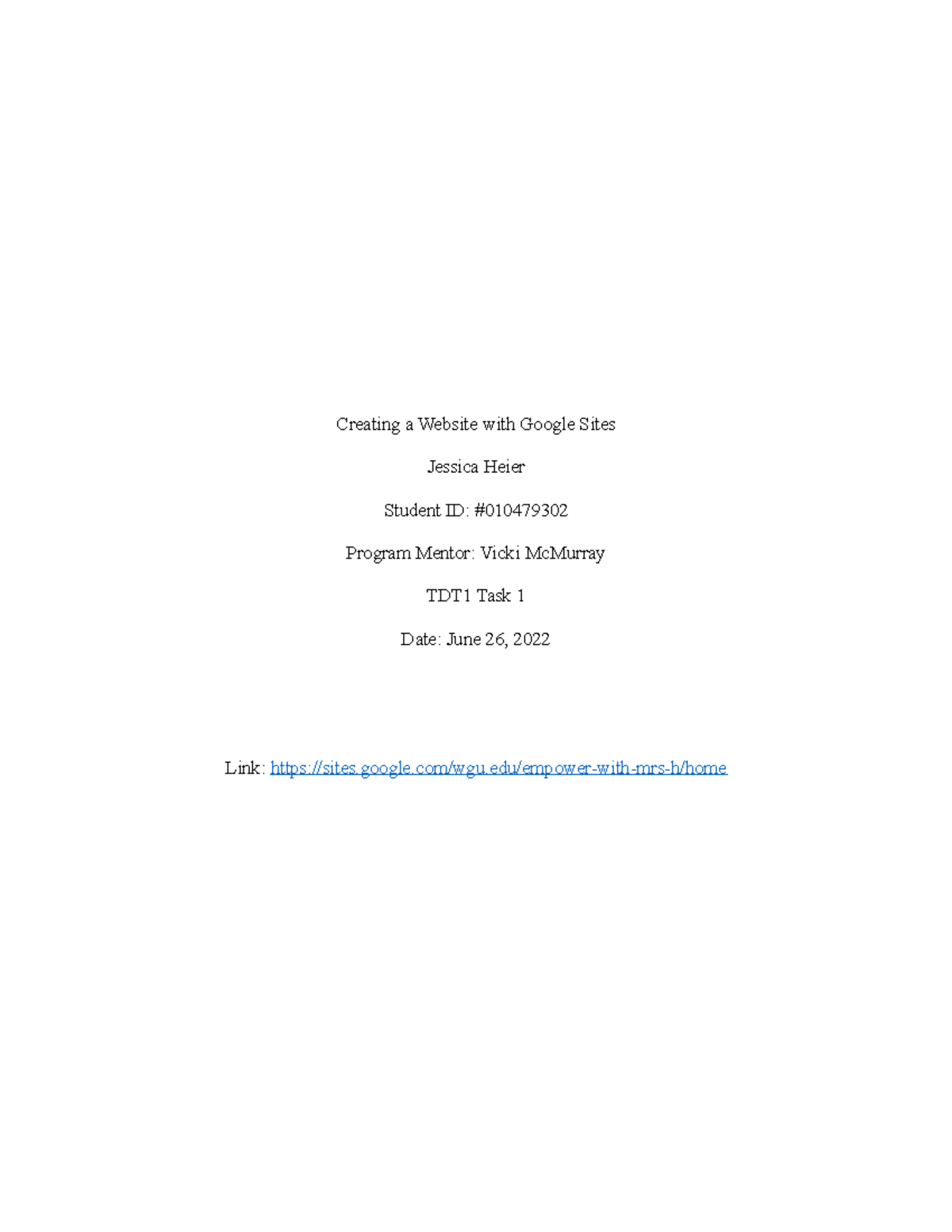 Creating a Website with Google Sites TASK1 - Creating a Website with ...