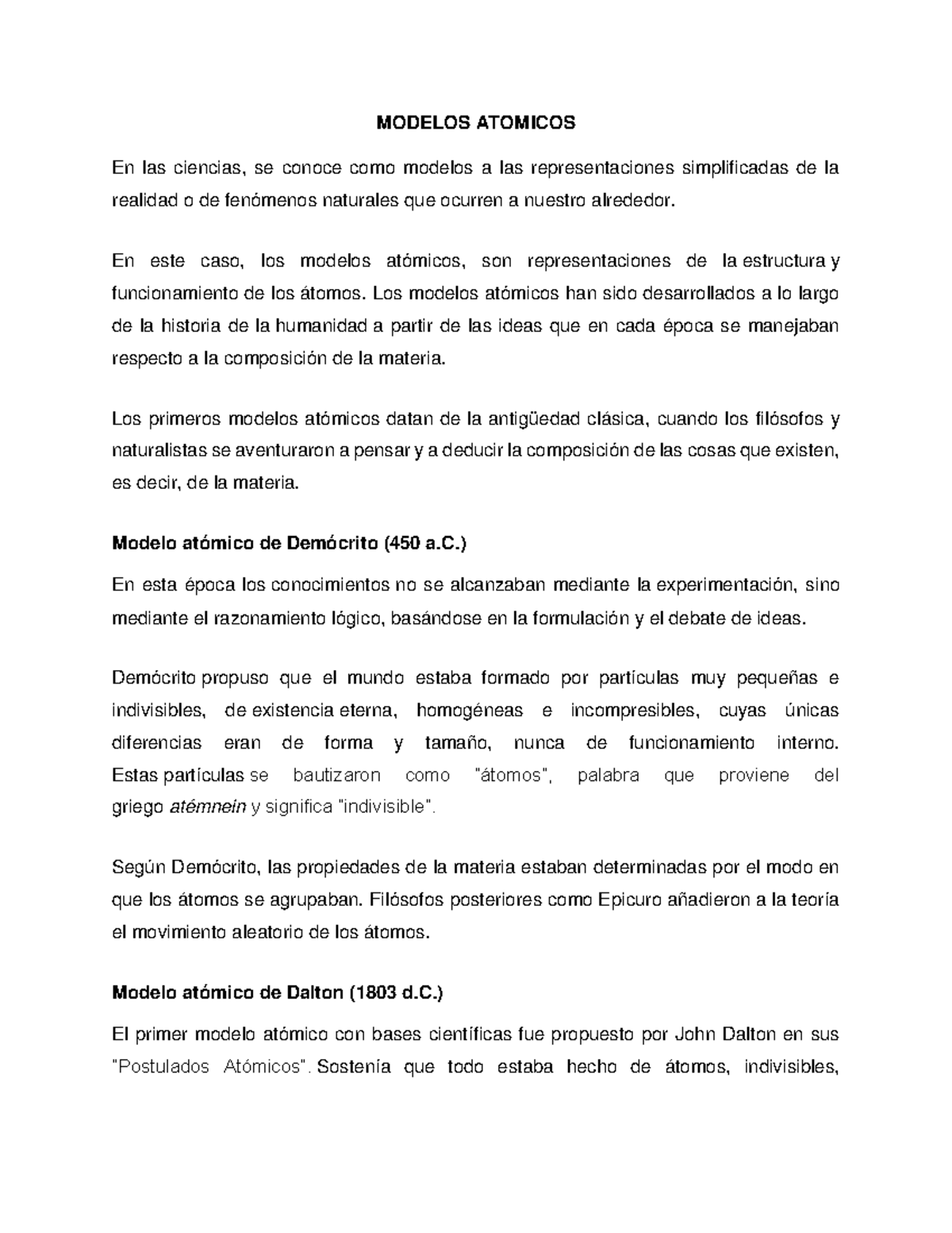 Modelos Atomicos - MODELOS ATOMICOS En las ciencias, se conoce como ...
