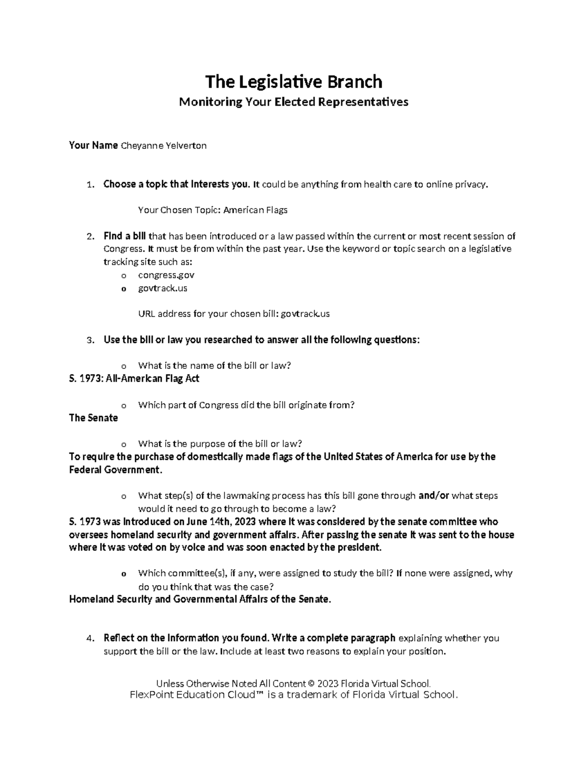 The legislative branch assignment template - The Legislative Branch ...