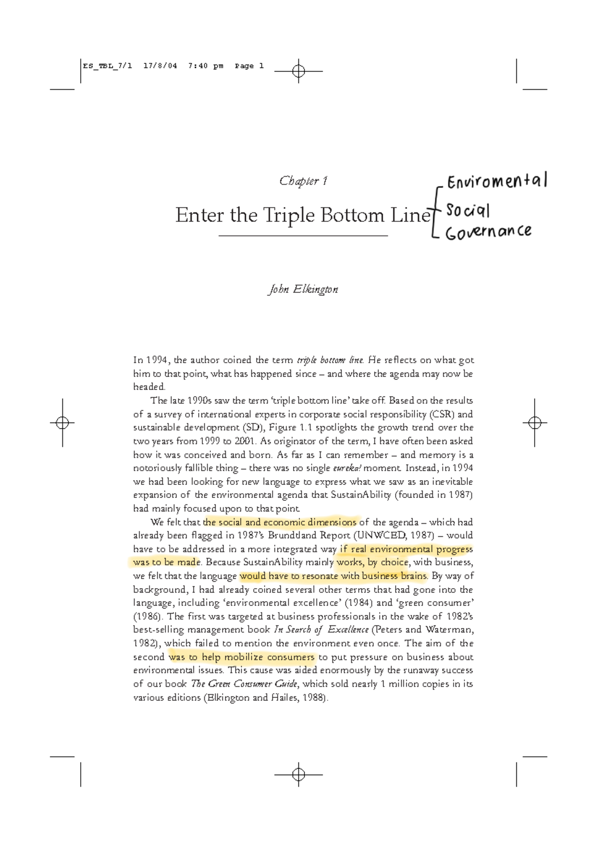 TBL-elkington-chapter - Chapter 1 Enter the Triple Bottom Line John ...