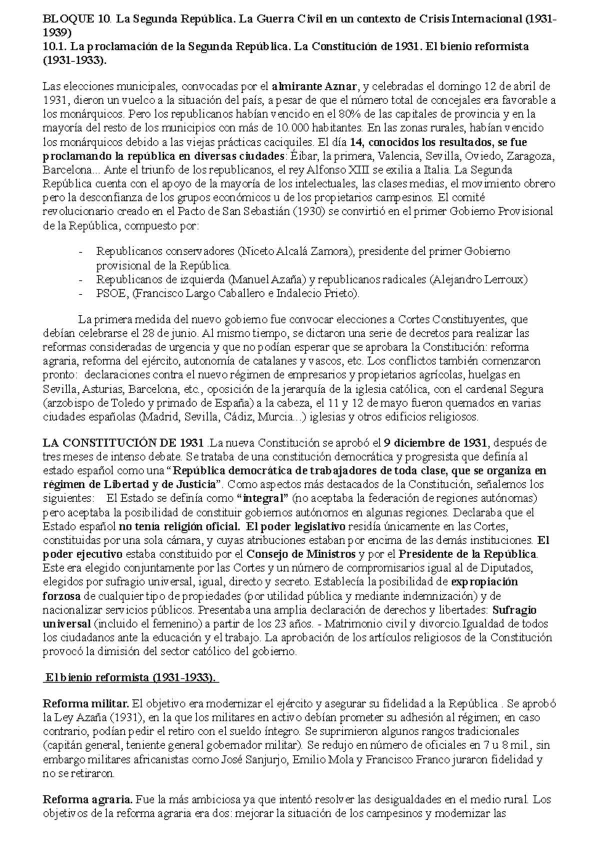 Bloque 10. La Segunda República. La Guerra Civil en un contexto de ...