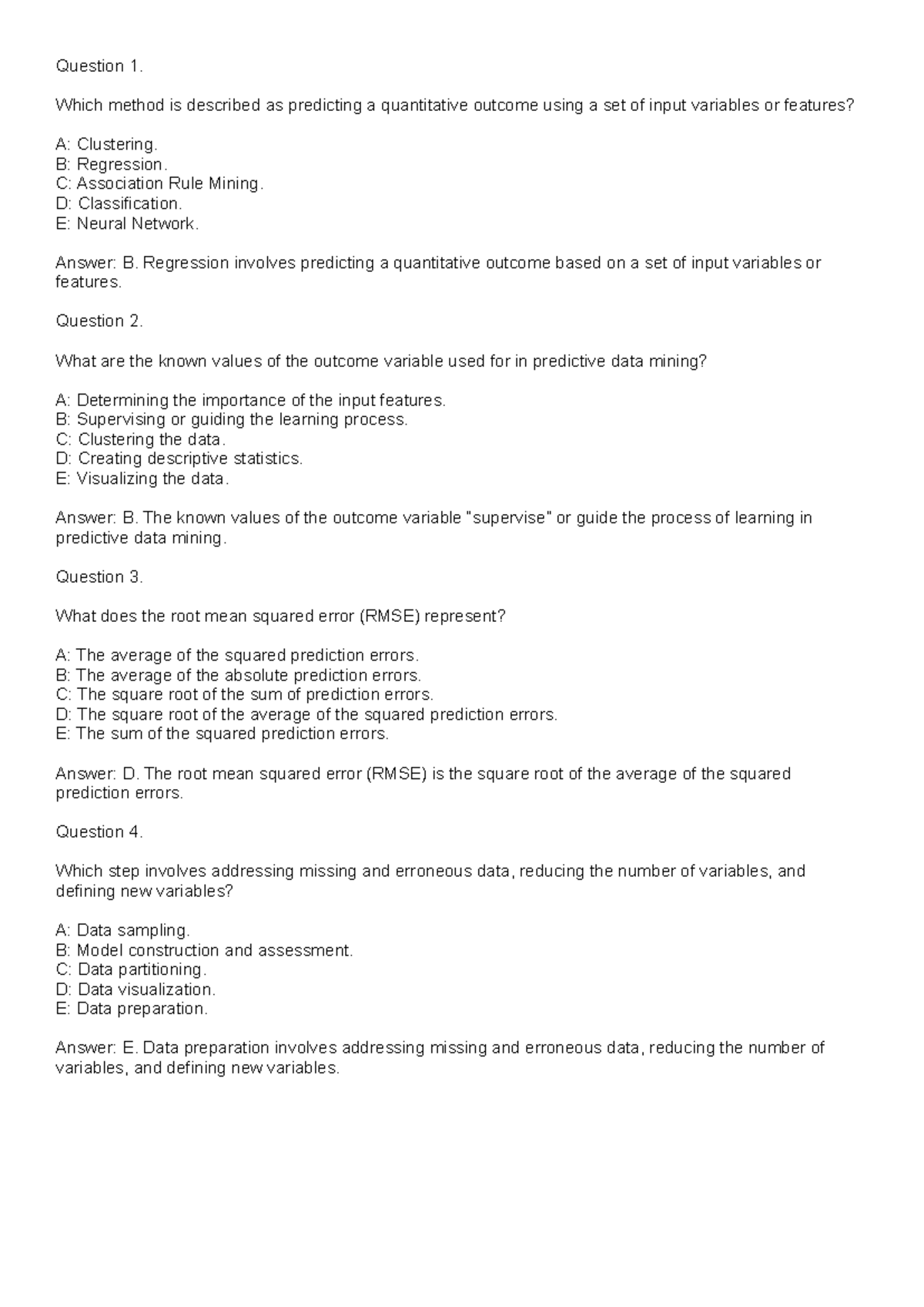 Quiz8 memo - practice material - Question 1. Which method is described ...
