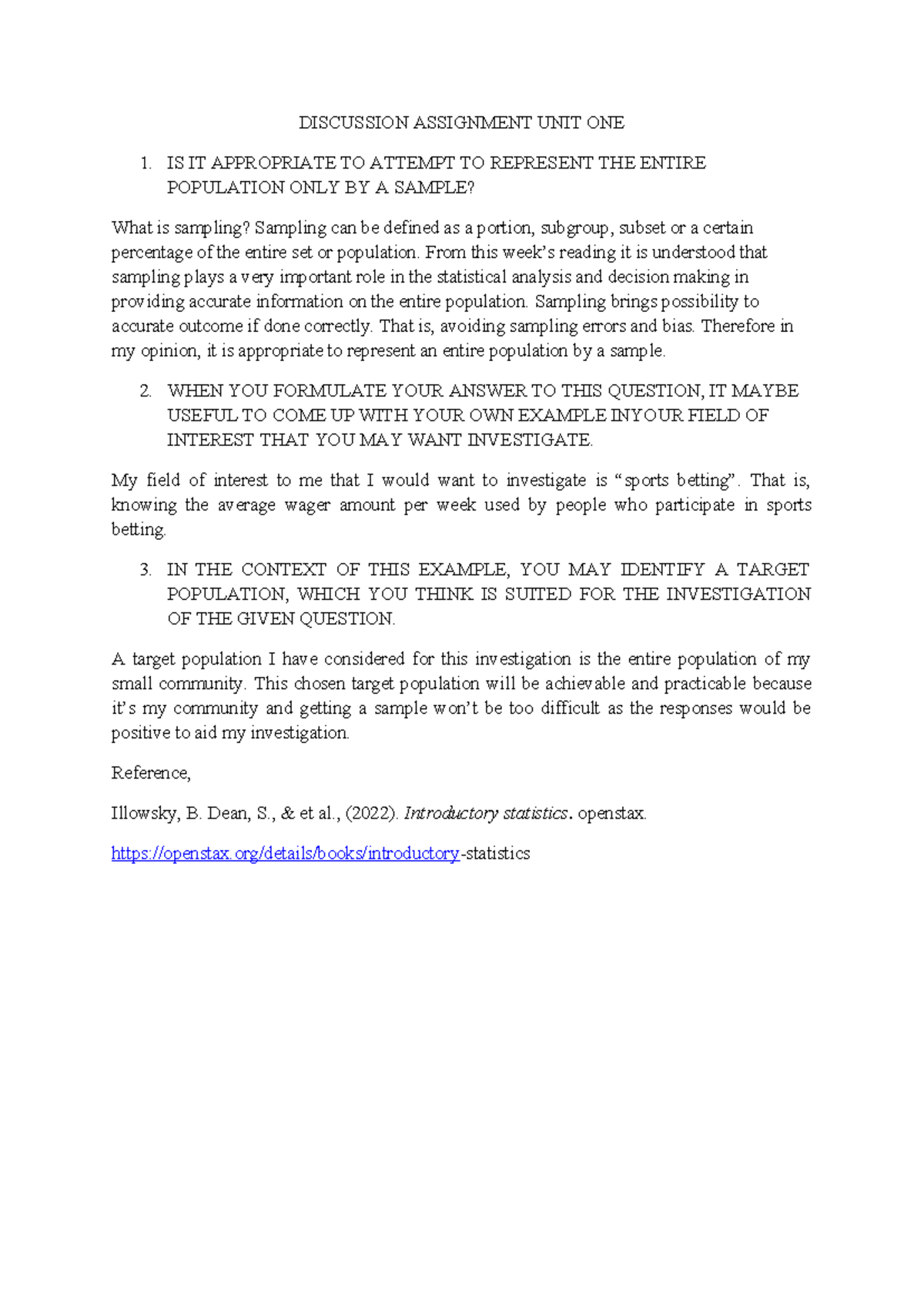 Discussion Assignment UNIT ONE Maths 1280 - DISCUSSION ASSIGNMENT UNIT ...