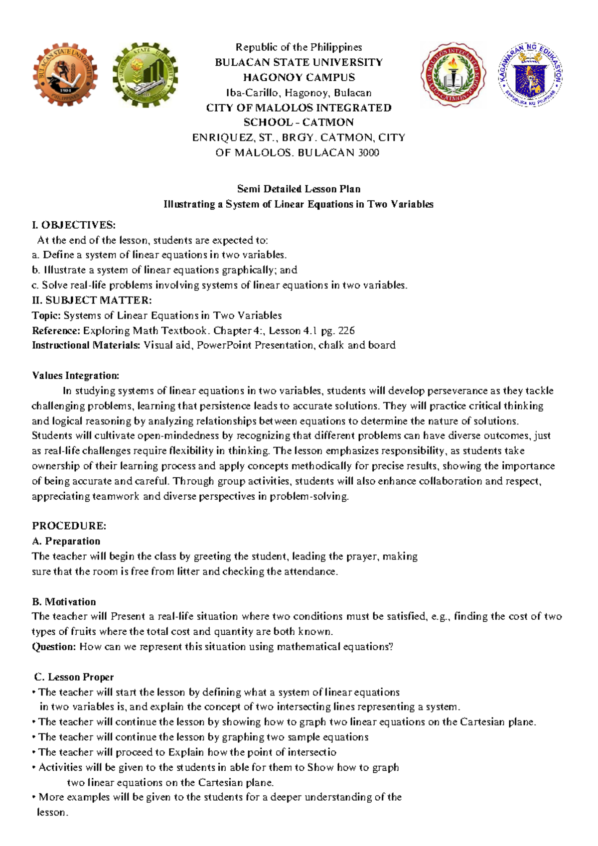 SDLP. Estrella - sldp sample - Republic of the Philippines BULACAN ...