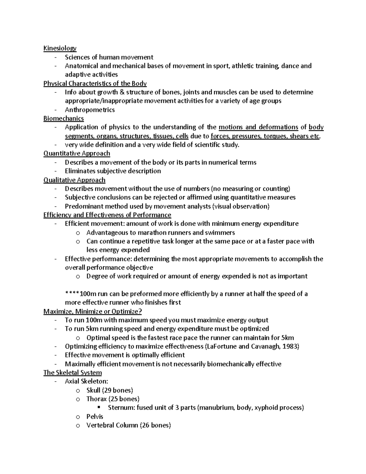 Bio mech lecture 2 - Kinesiology - Sciences of human movement ...