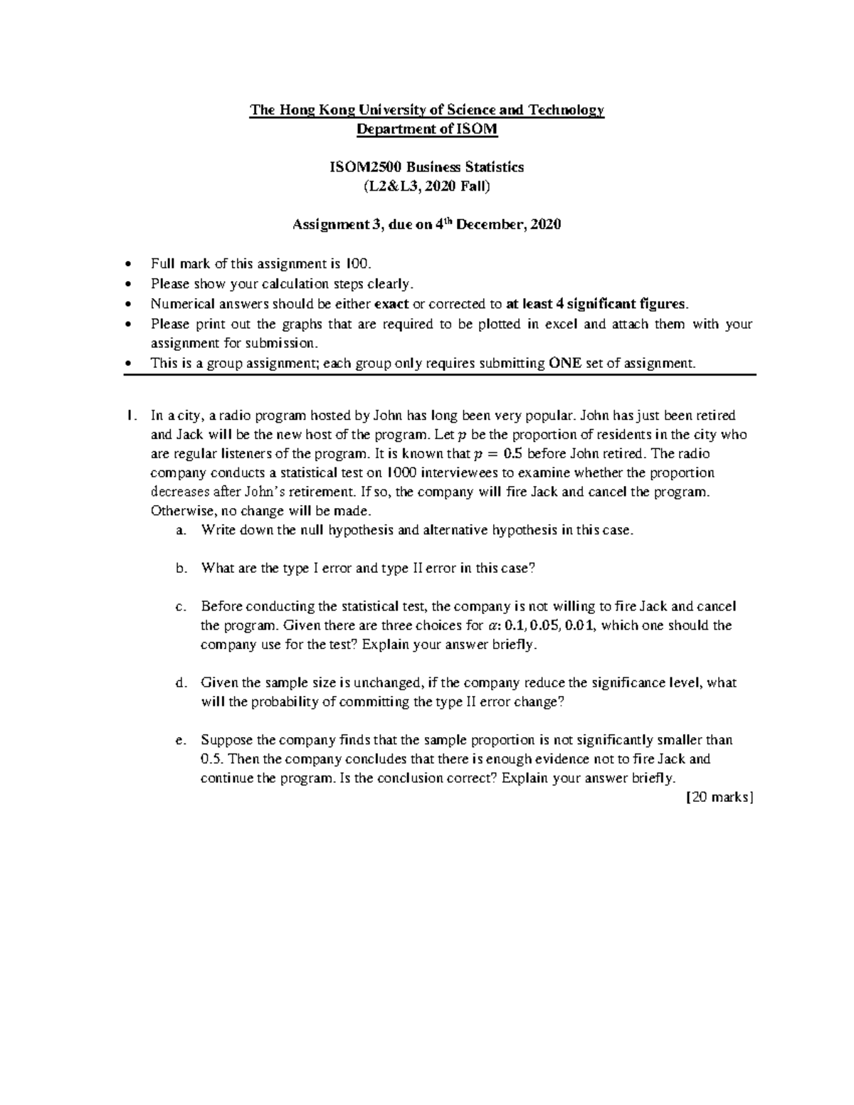 Assignment 3 - 2020 fall - The Hong Kong University of Science and ...