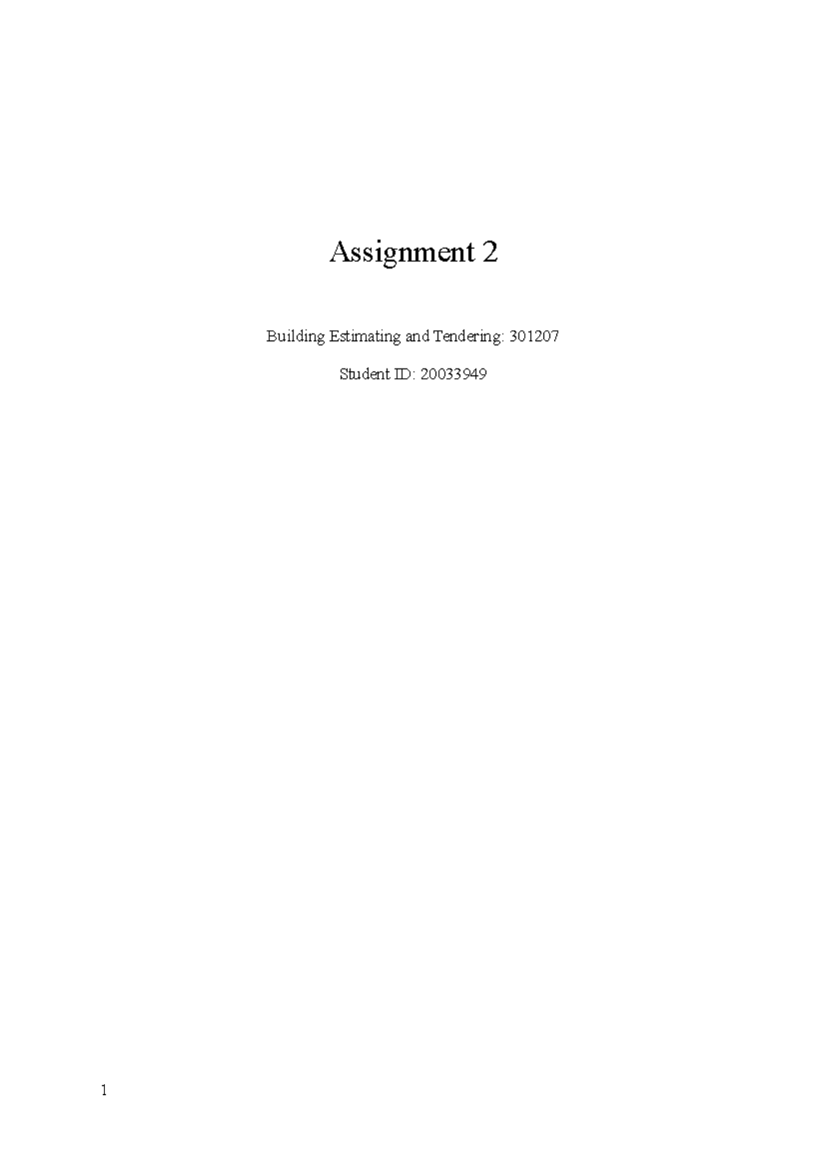 Assignment 2 building estimating and tendering - Assignment Building ...