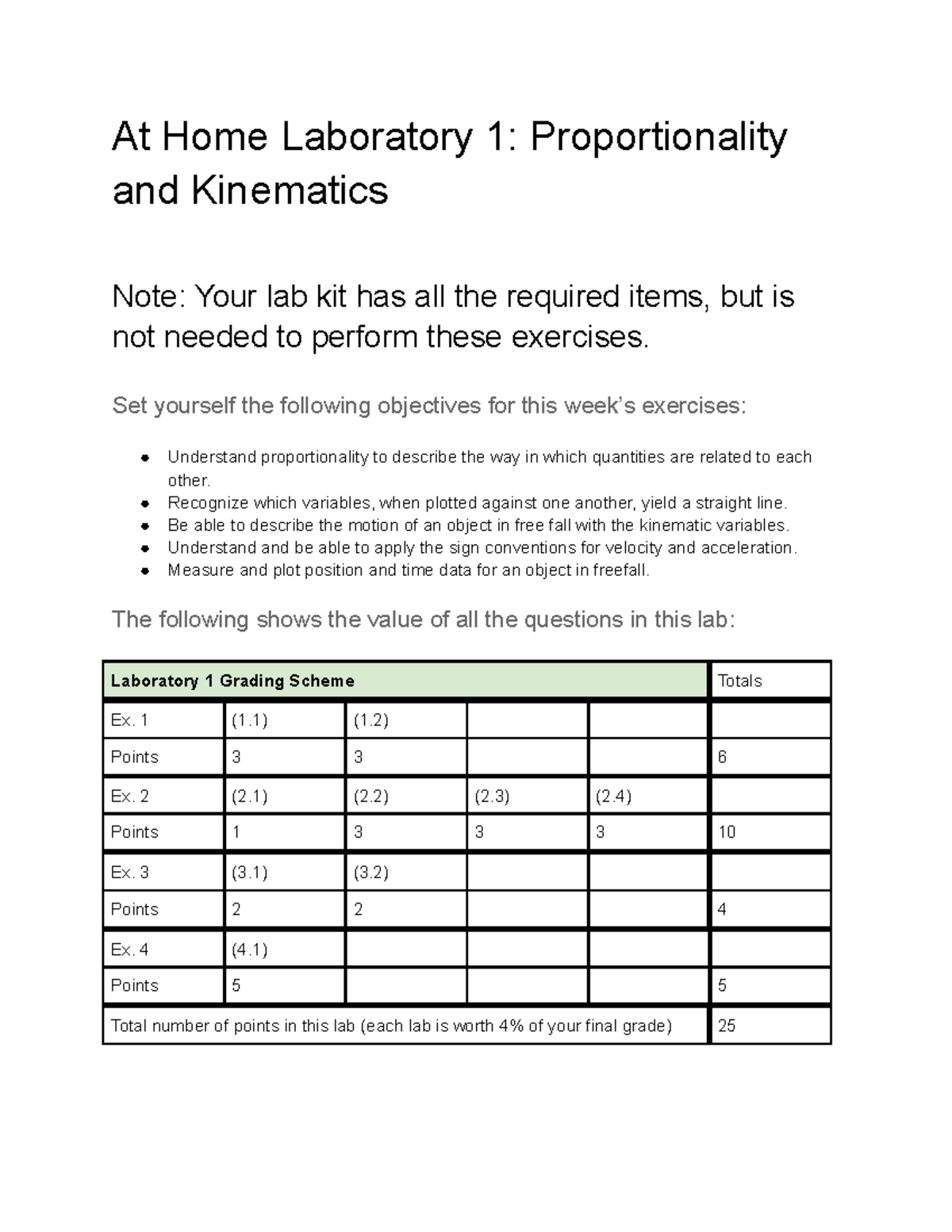 Lab 1 F21 - Physics Lab 1aa3 document - lab 1 - only the document - At ...