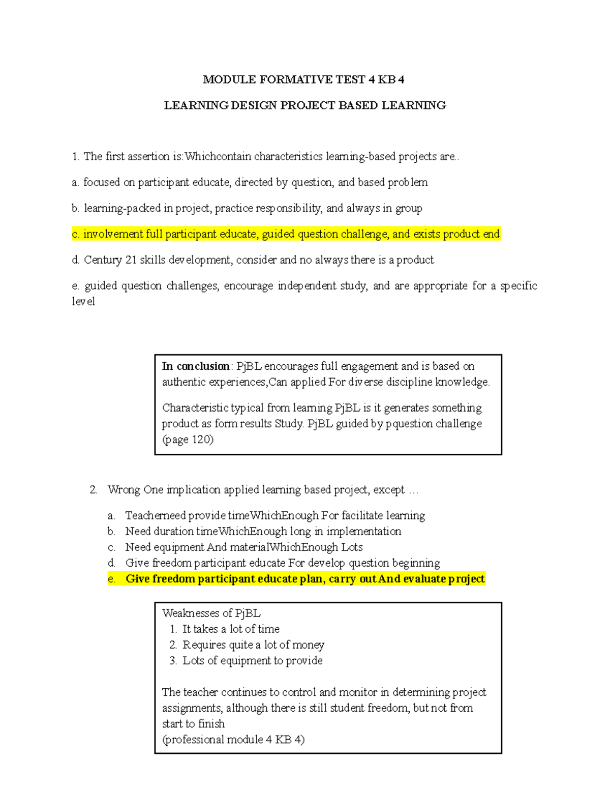 Module Formative TEST 4 KB 4 Learning Design Project Based Learning ...