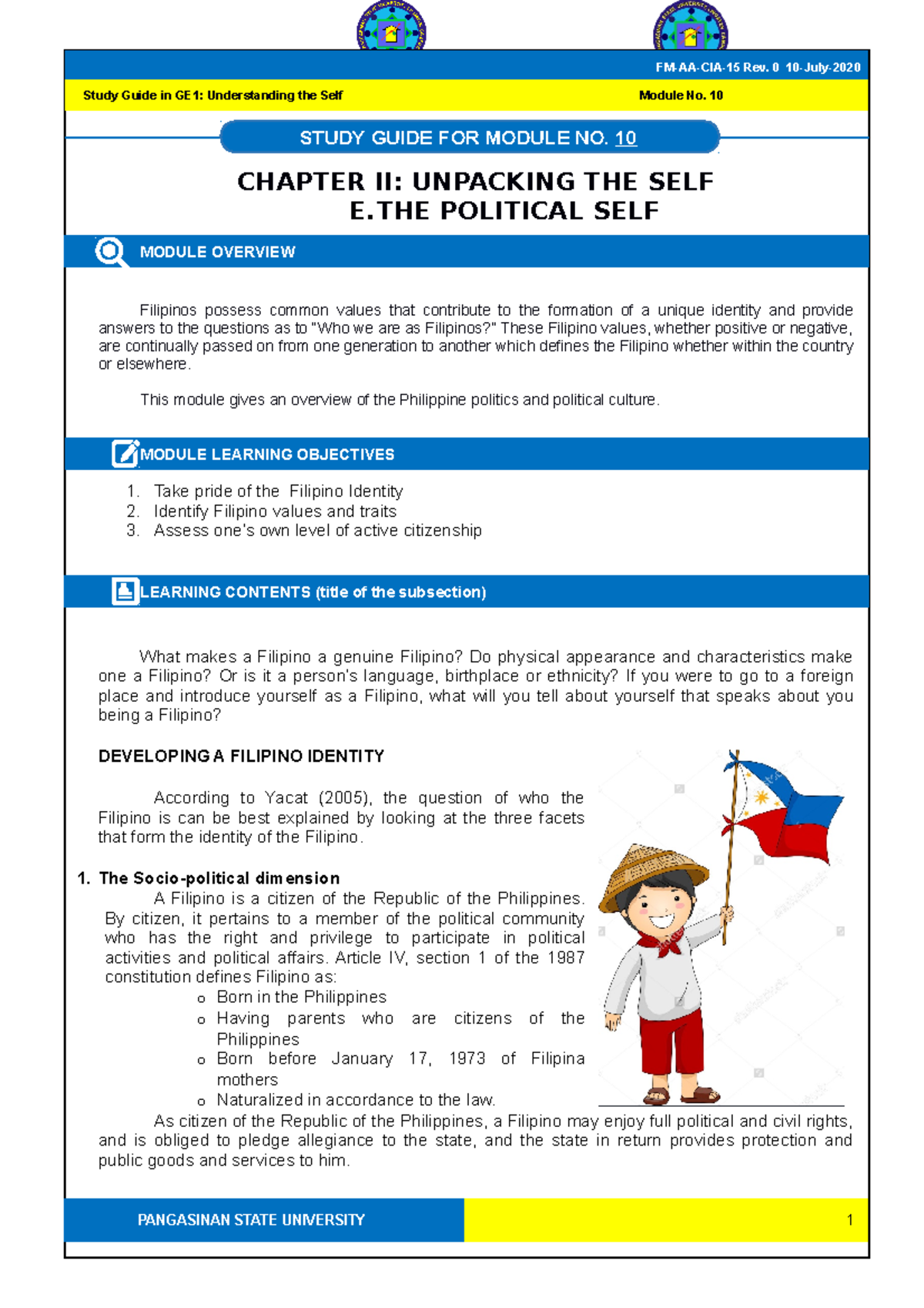 GE1-Module-10-Political-Self - CHAPTER II: UNPACKING THE SELF E ...